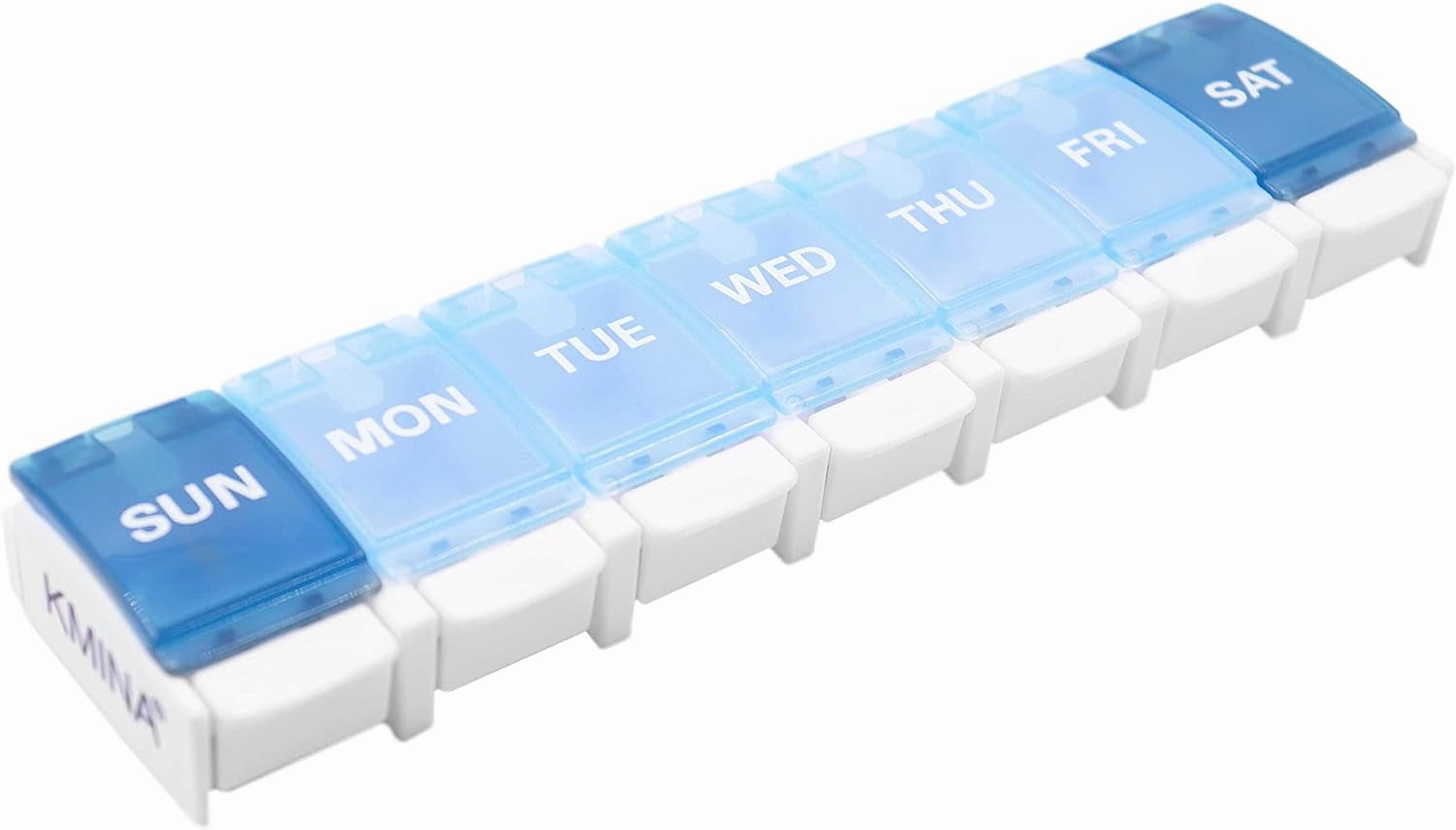 KMINA Weekly Pill Organizer 7 Day, Easy Open Push Button, BPA-Free ...