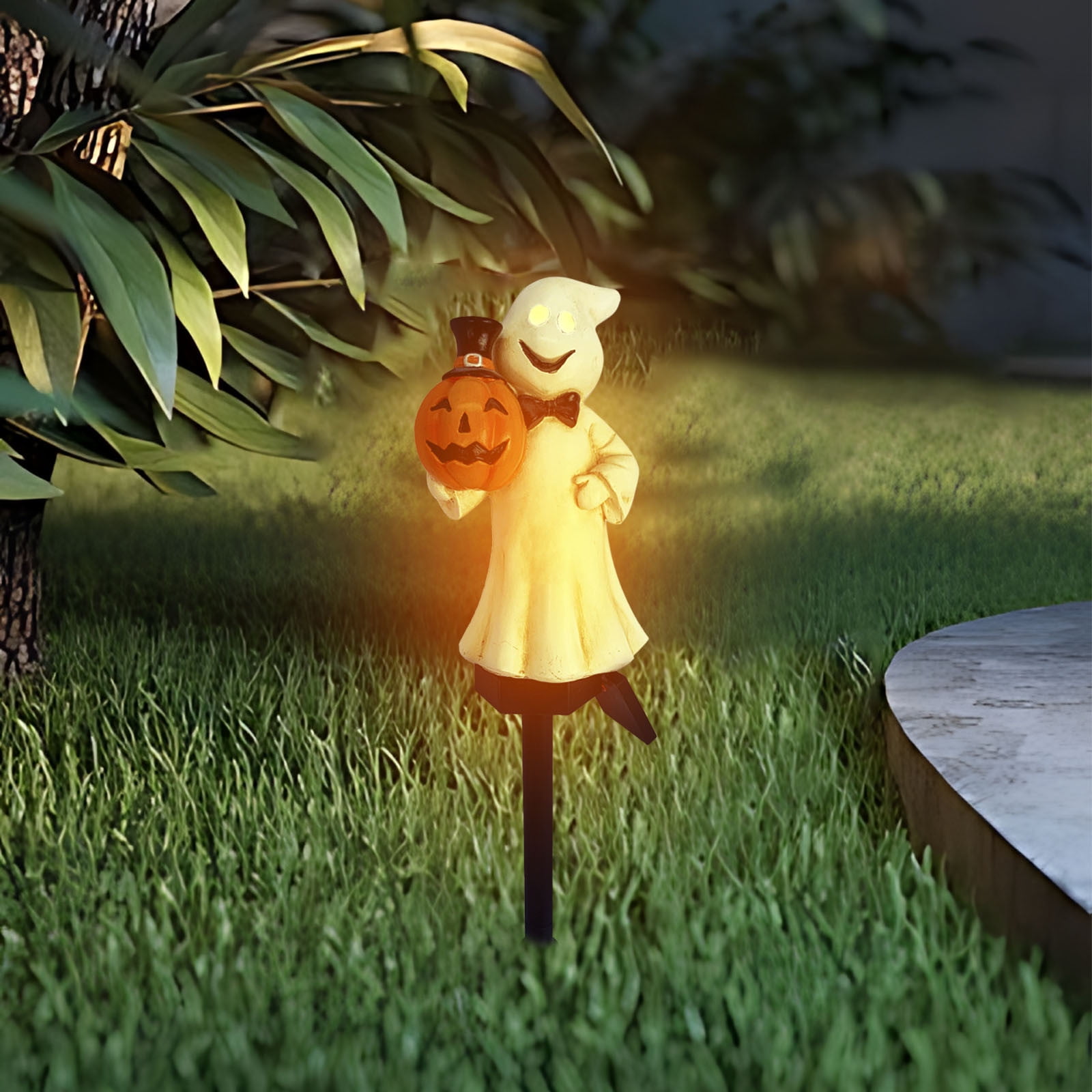 KMMYS 2Pcs Solar Ghost Resin Lamp, Halloween Garden Decoration, Outdoor ...