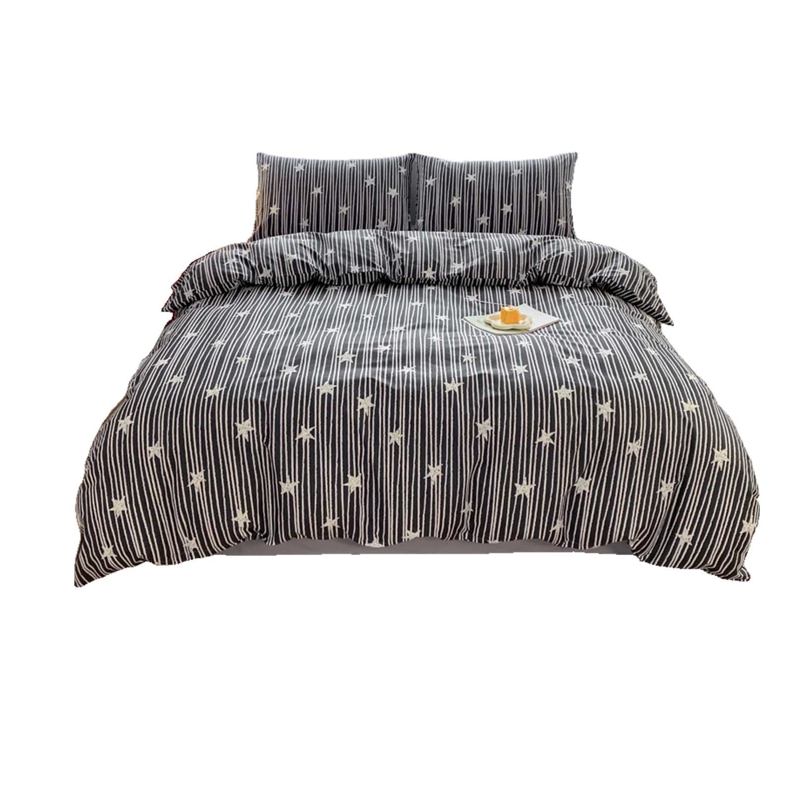 KMMYS 4-Piece Bed Set, Soft Water-Washed Polyester, Reversible Design ...