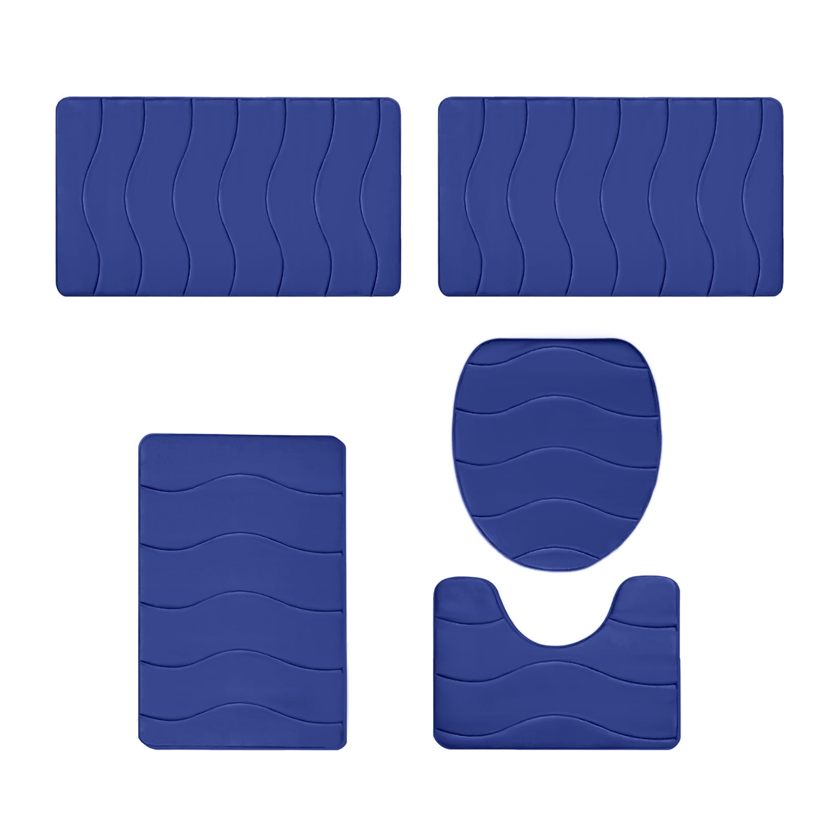 KMMYS 5-Piece Memory Foam Bath Mat Set, Soft & Absorbent Non-Slip ...