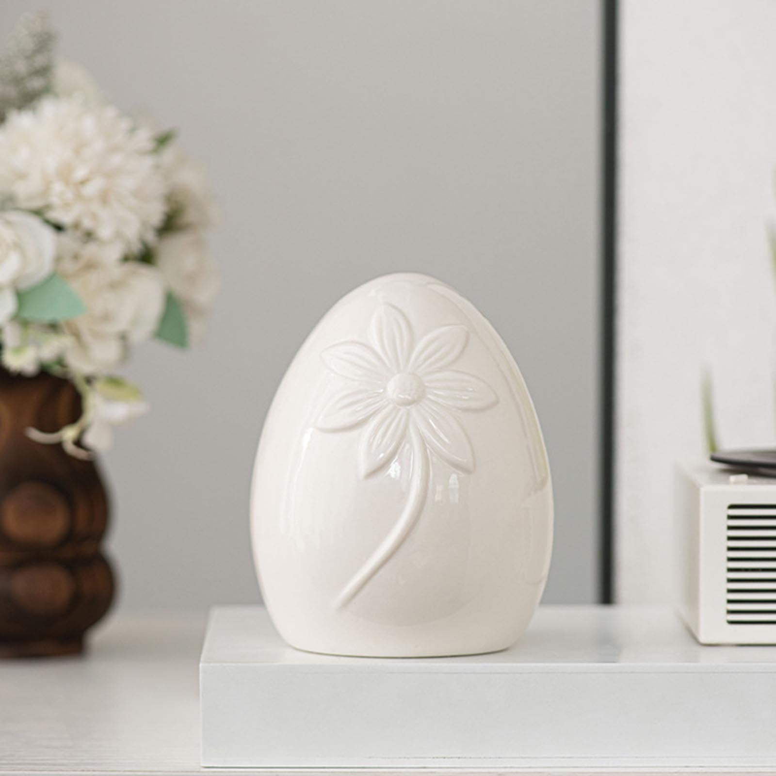 KMMYS Easter Ceramic Eggs Decoration, Cute Pink & White Easter Decor ...