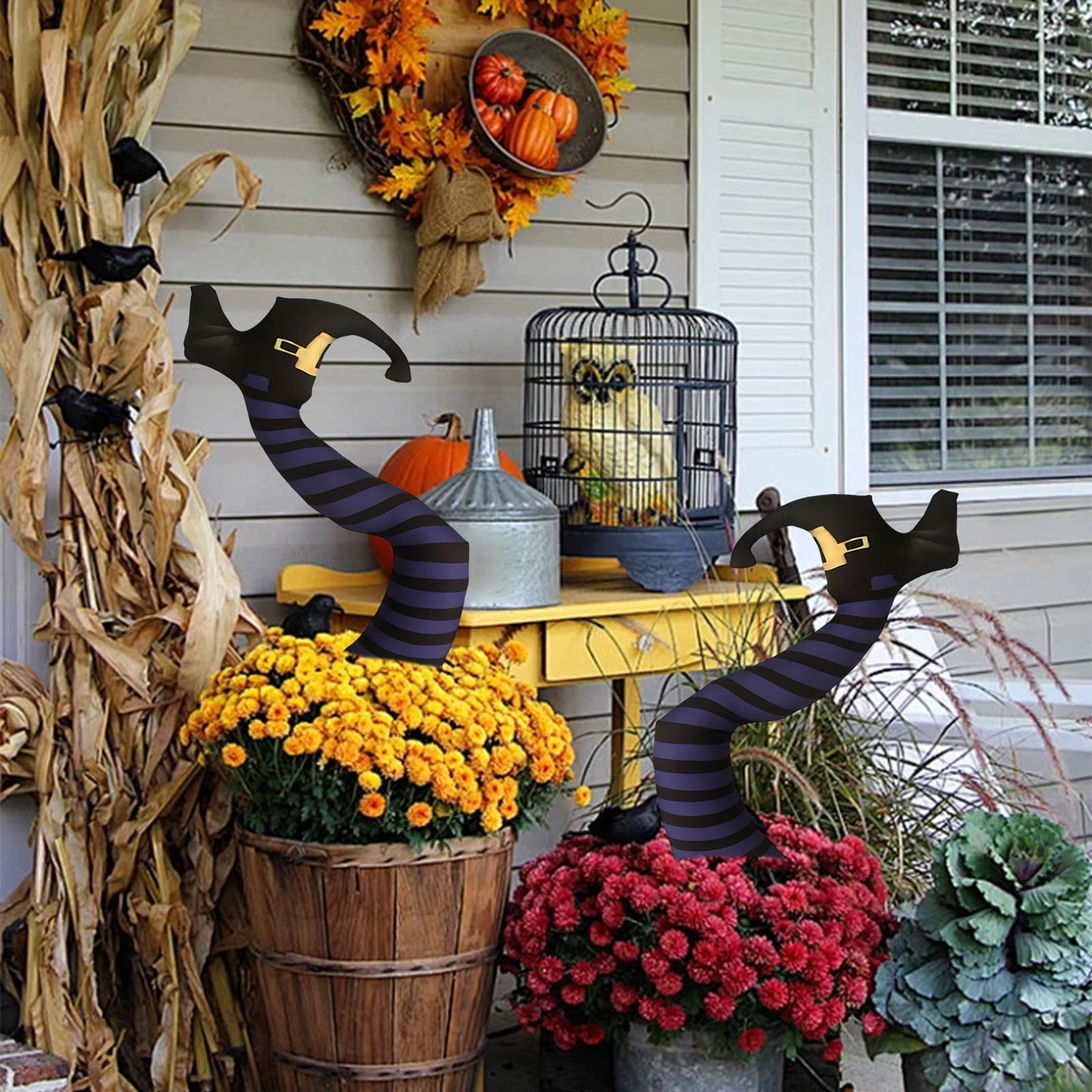 KMMYS Halloween Witch Leg Decorations, Outdoor Yard Decor, Eye-catching ...