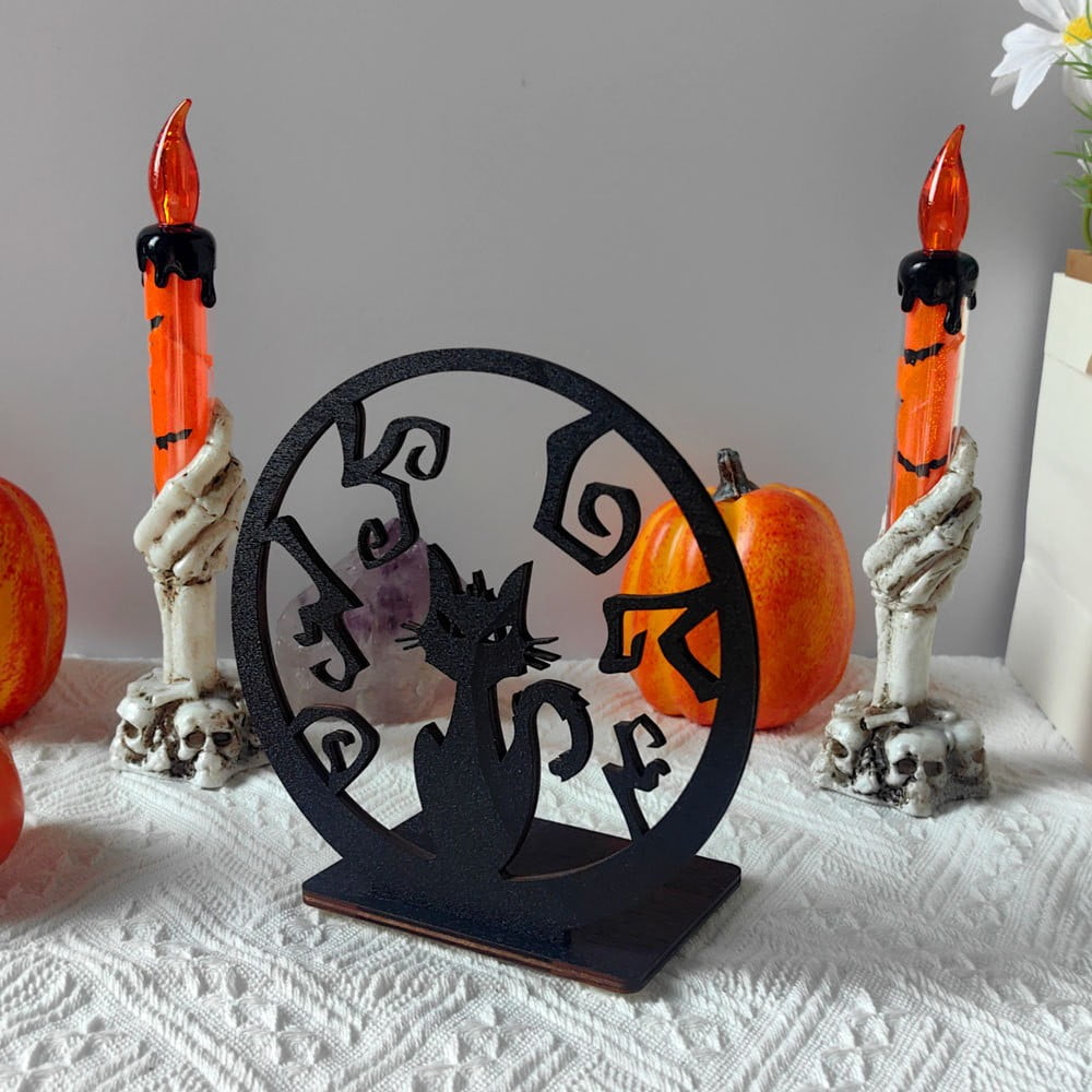 KMMYS Halloween Wooden Projection Decoration, Cats Window Decor, Unique ...