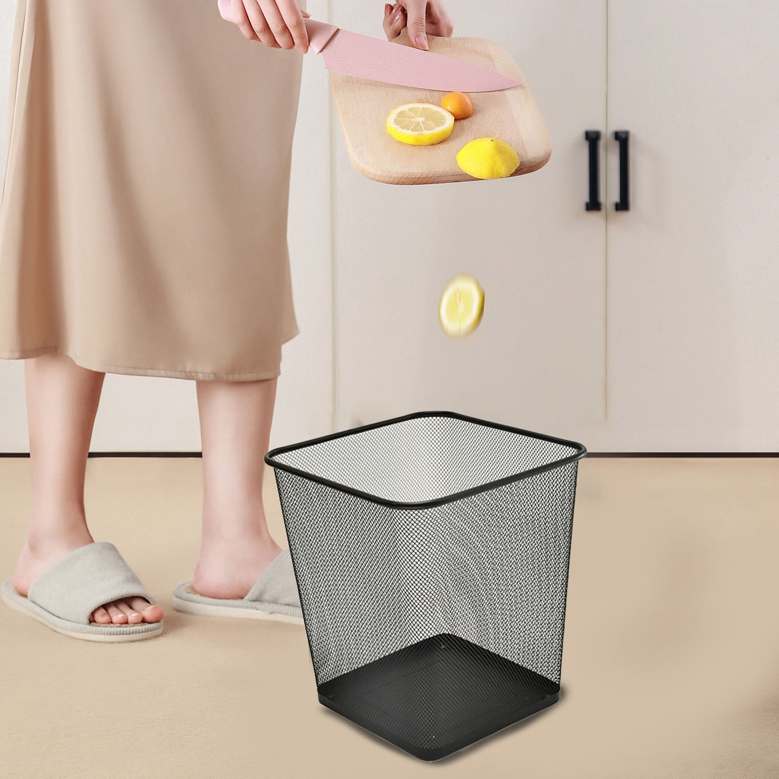 KMMYS Metal Mesh Round Garbage Can, Waste Basket for Bathroom, Kitchen ...