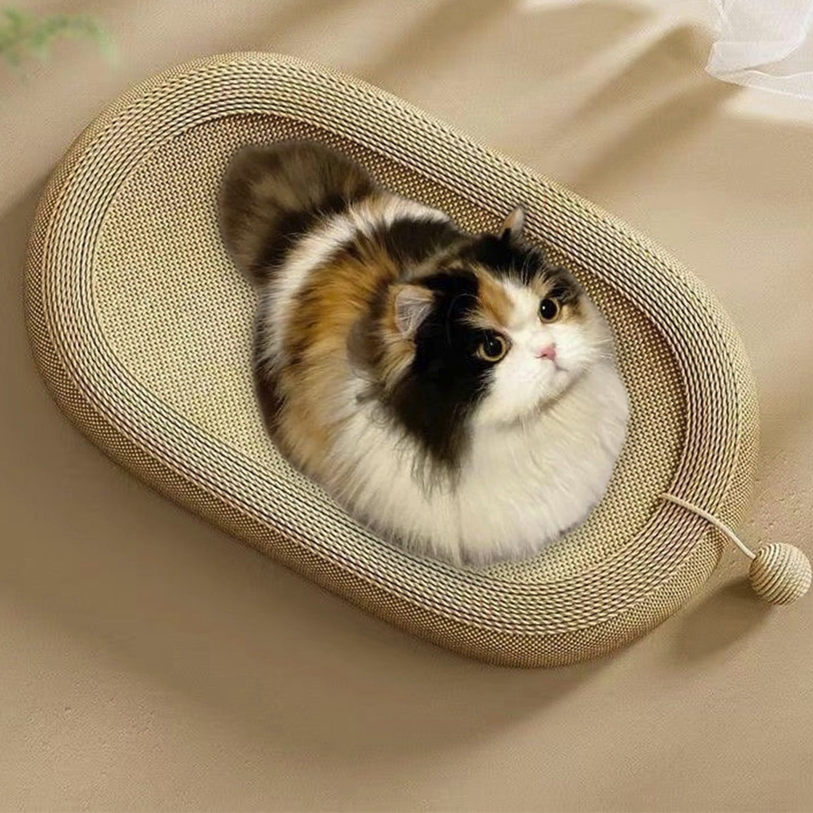 KMMYS Sisal Cats Scratcher Bed Oval Cats Scratching Board, Durable ...
