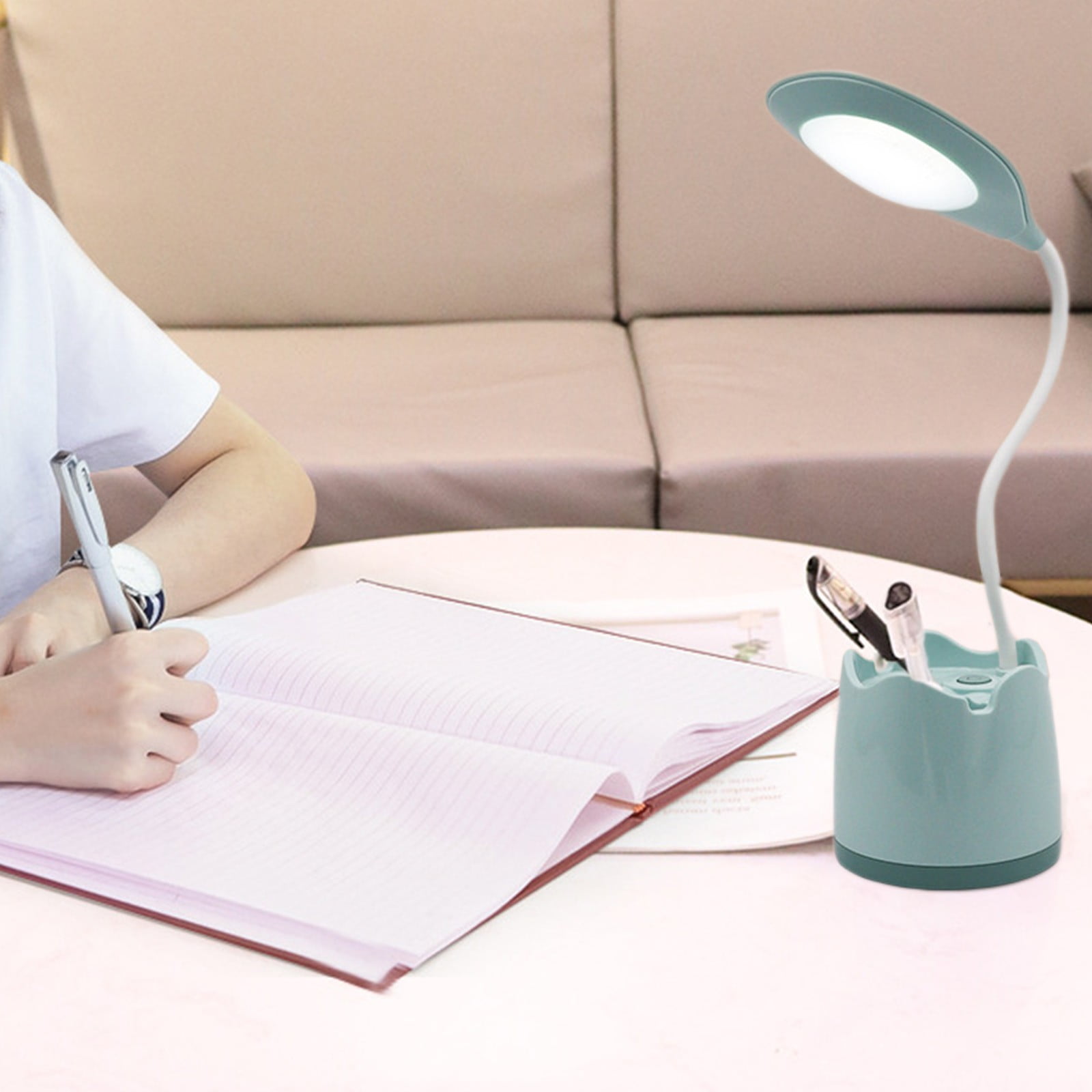 KMMYS USB Rechargeable LED Desk Lamp, 3-Speed Adjustable Eye Protection ...
