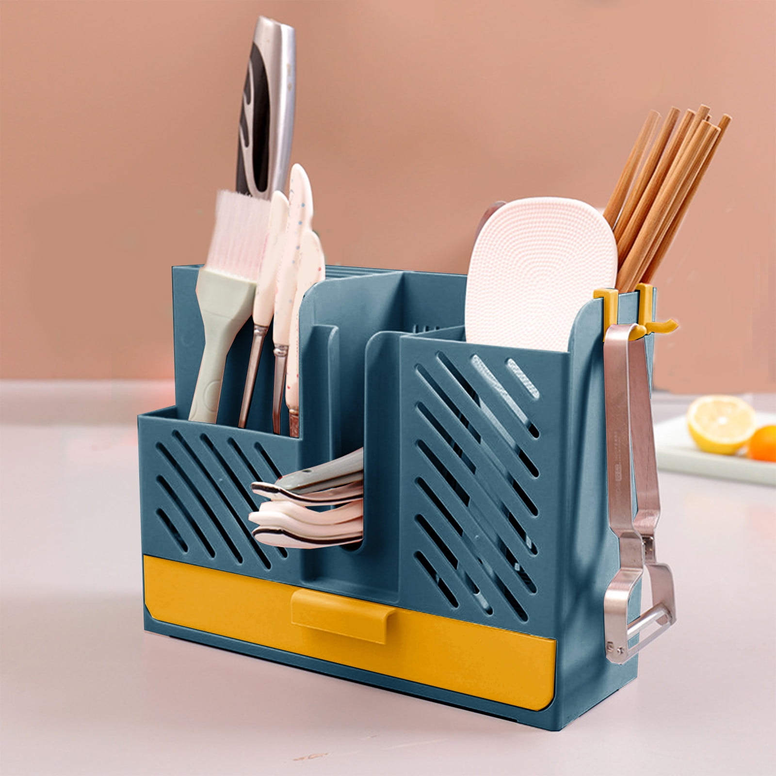 KMMYS Wall-Mounted Kitchen Spoon Storage Rack, Multi-functional ...