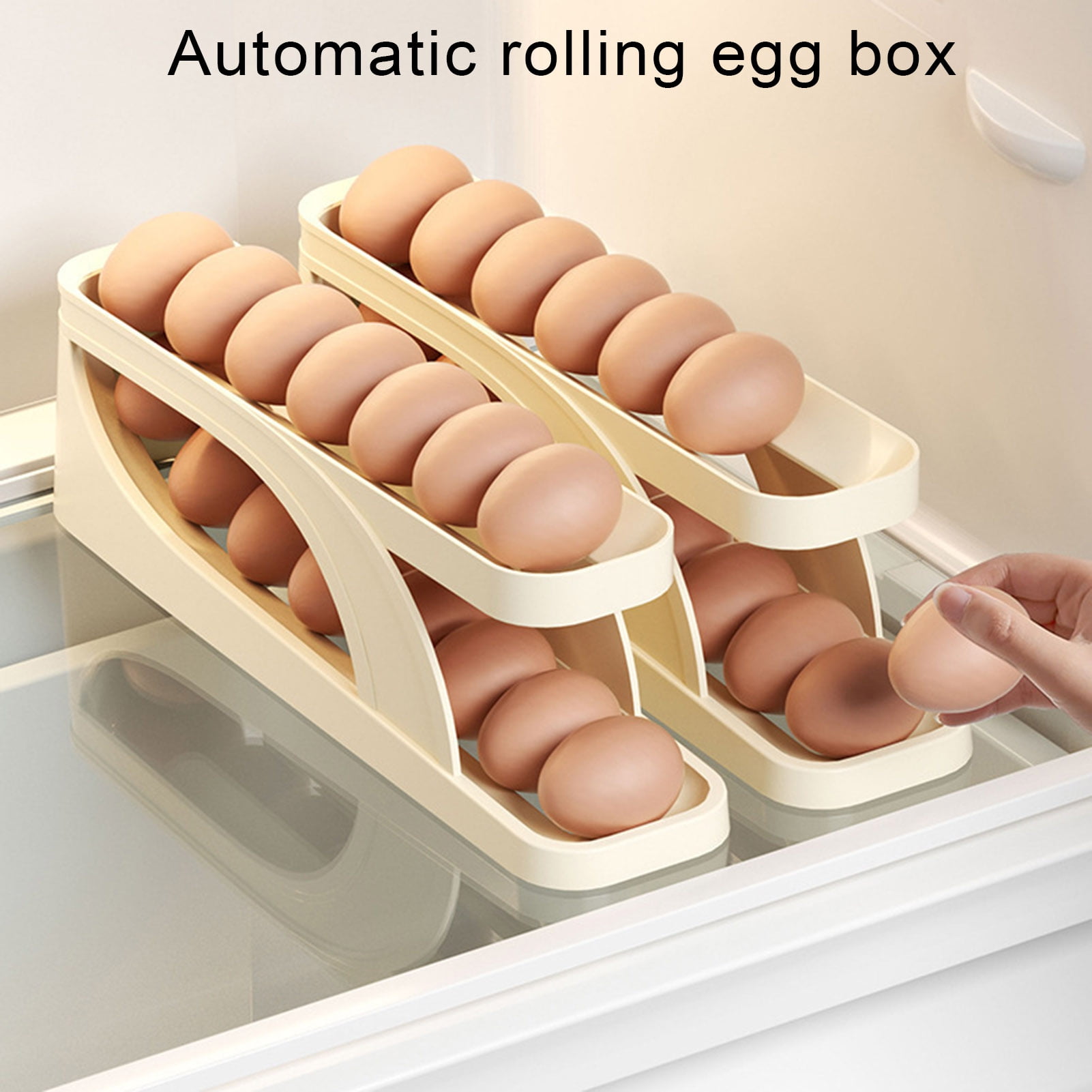 KMSS 1/2Pcs Egg Dispenser Eggs Holder Space-Saving Rolling Eggs ...