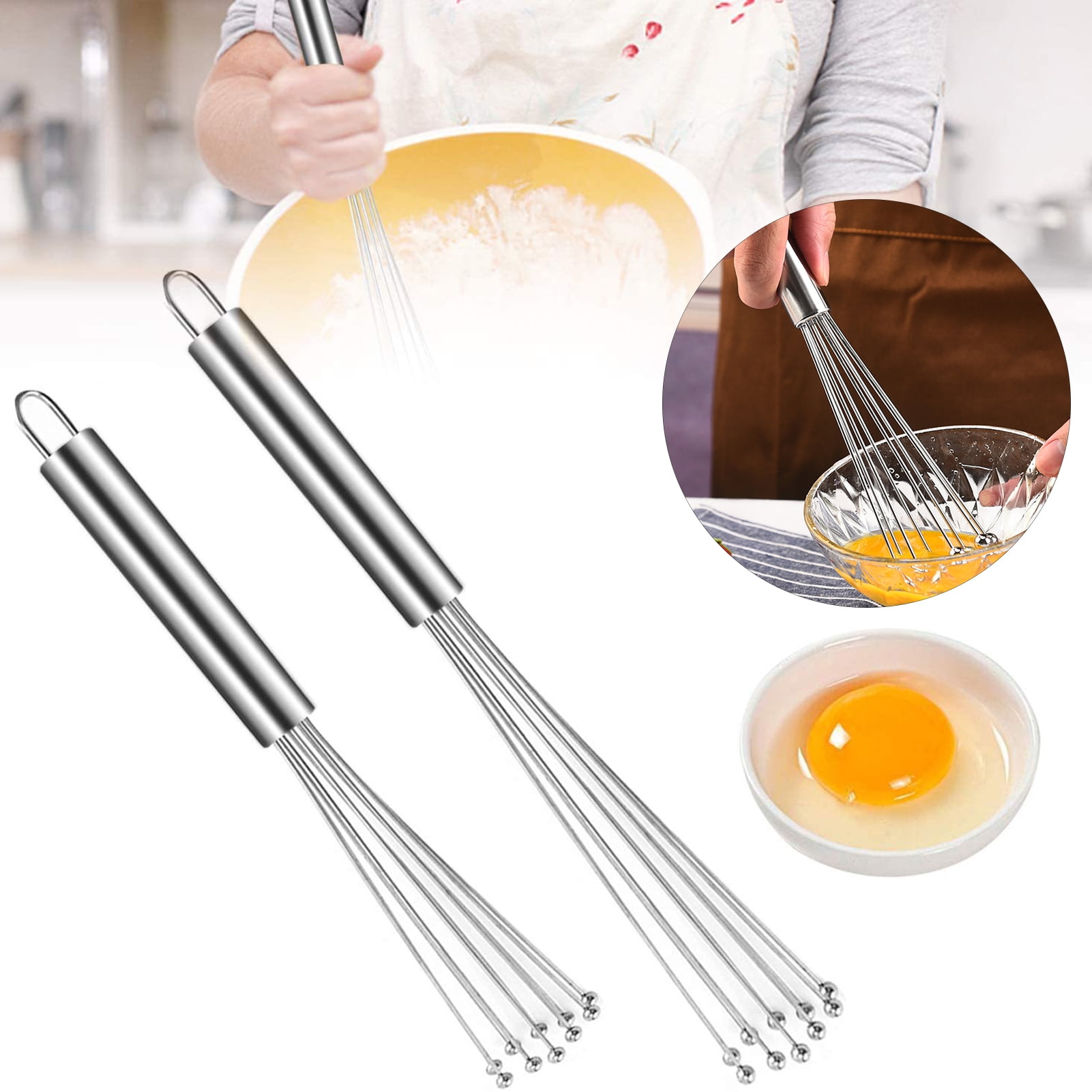 KMSS 10/12" Mini Whisks, Spherical Stainless Steel Egg Whisk Beater for ...