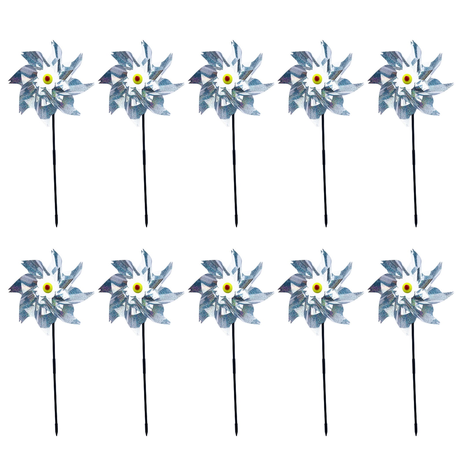 KMSS 10 Pack Reflective Pinwheels with Stakes Extra Sparkly Pinwheel ...