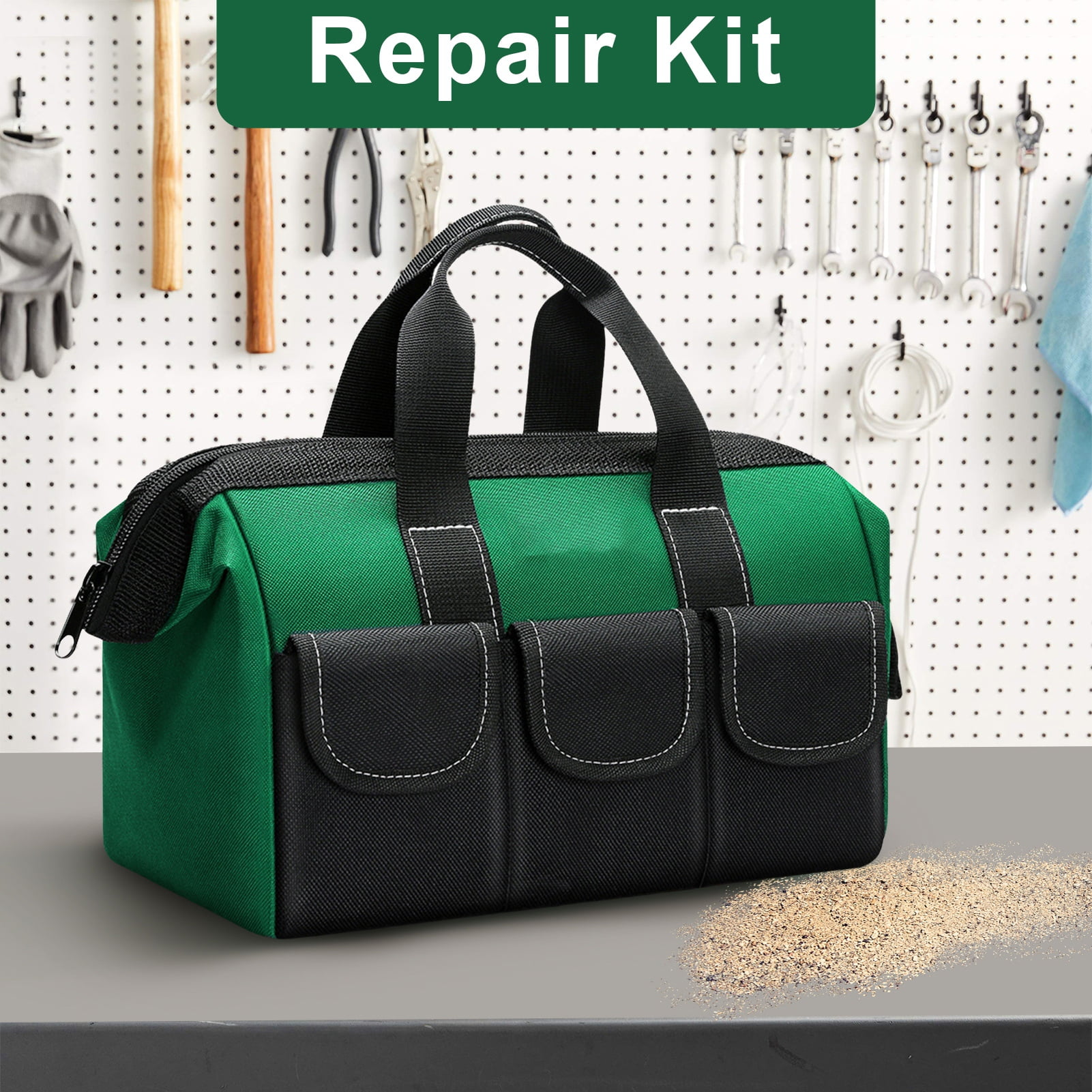 KMSS 13/17/19inch Tool Bag Wide Mouth Tool Tote Bag with Pockets for ...