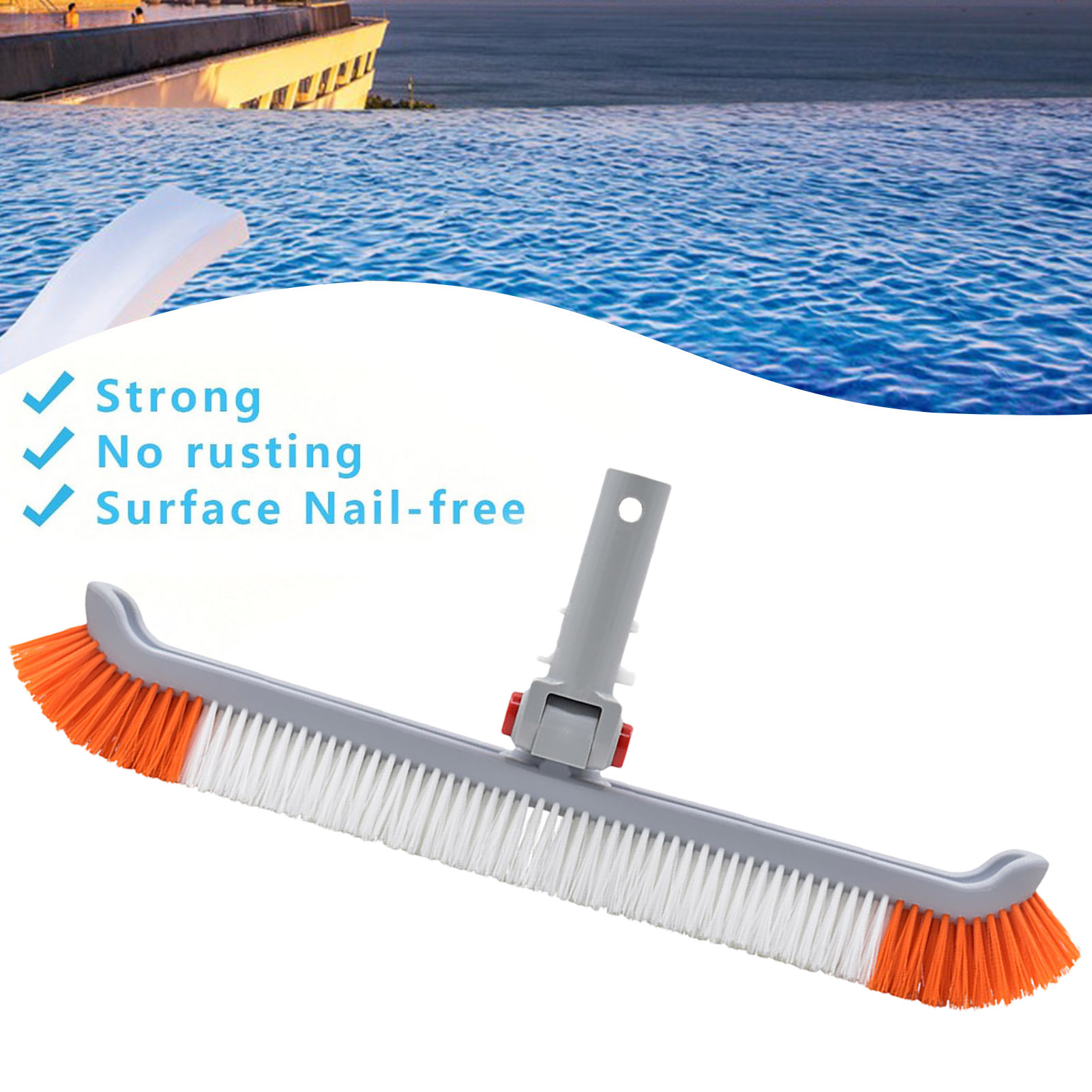 KMSS 18 inch Pool Brush Head Cleaning Brush with Telescopic Pole ...