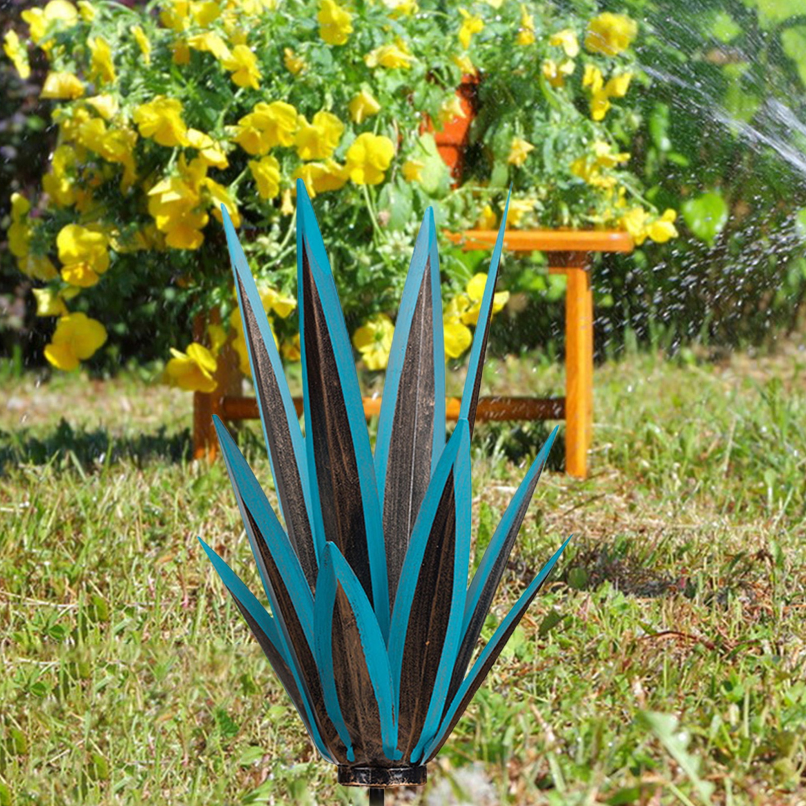 KMSS 1pcs Metal Garden Art Metal Plant Country Garden Sculpture Statue Outdoor Decoration for ...