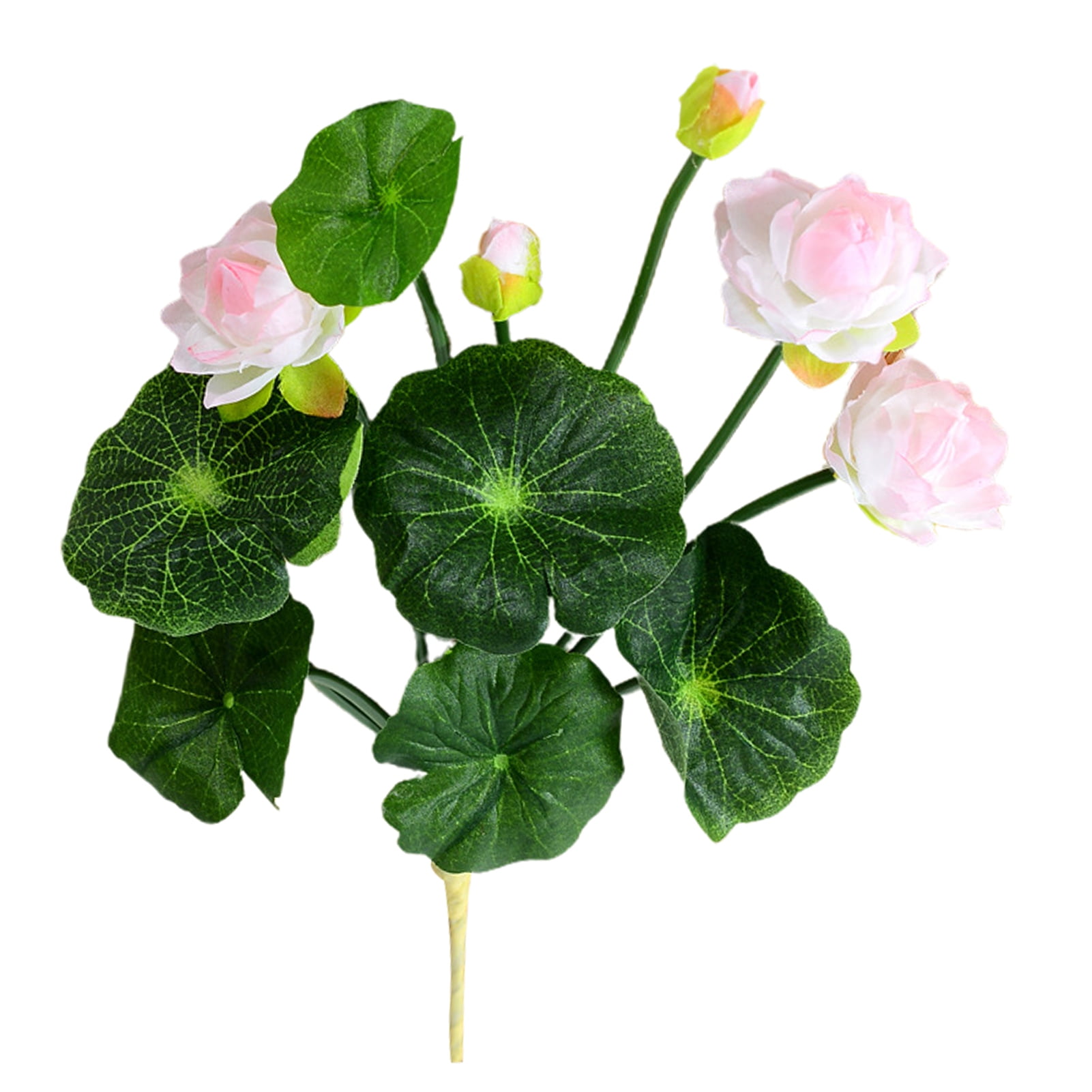 KMSS Artificial Lotus with Green Leaf Stem Realistic Fake Flower Home ...