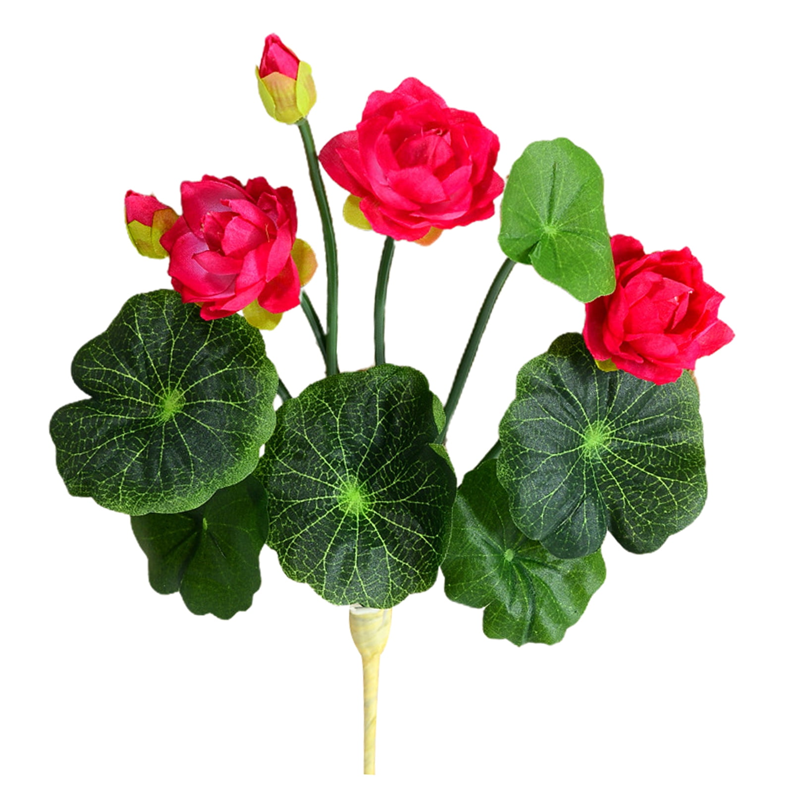 KMSS Artificial Lotus with Green Leaf Stem Realistic Fake Flower Home Office Table Centerpiece ...