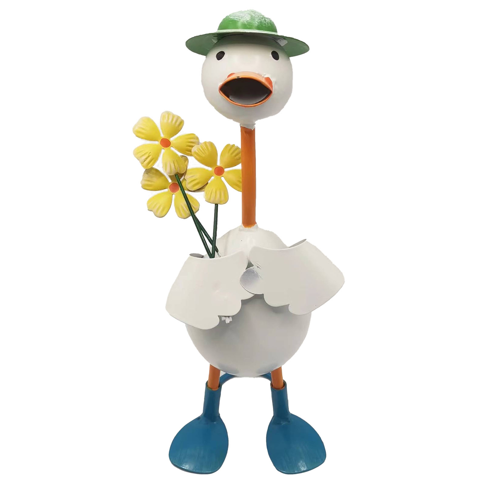 KMSS Duck Statue for Garden Decoration with Flower Outdoor Garden Animal Duck Sculpture for ...