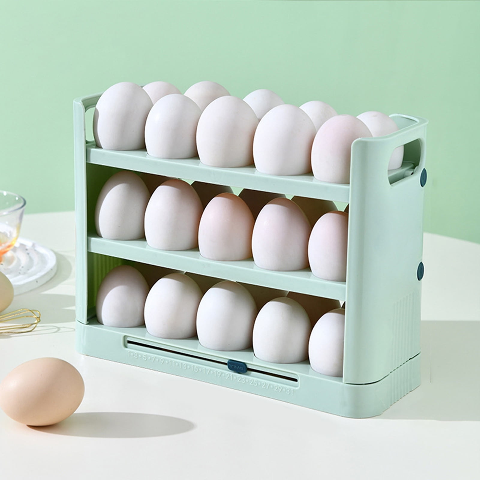 KMSS Egg Holder for 30 Eggs Egg Storage for Refrigerator Door Kitchen Egg Dispenser with Handle ...