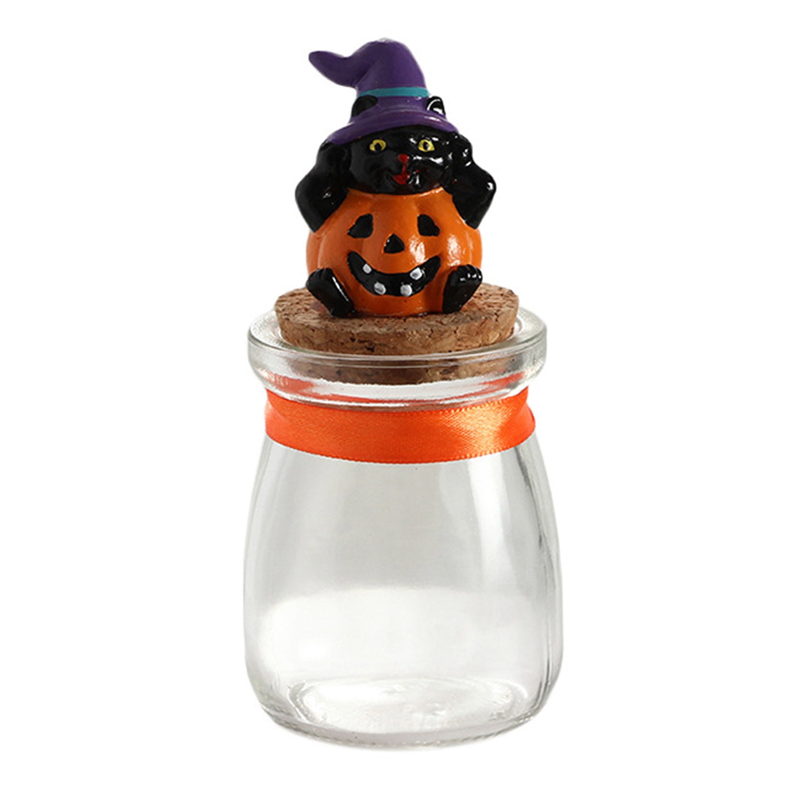 KMSS Halloween Candy Jar Small Glass Jar with Lid Bat Pumpkin Sculpture ...