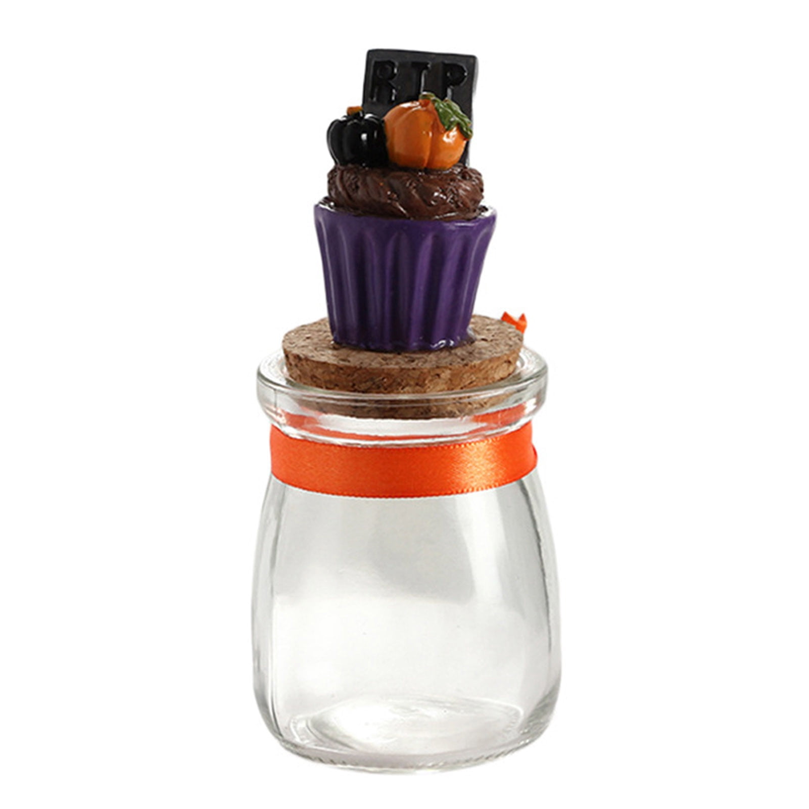 KMSS Halloween Candy Jar Small Glass Jar with Lid Bat Pumpkin Sculpture ...