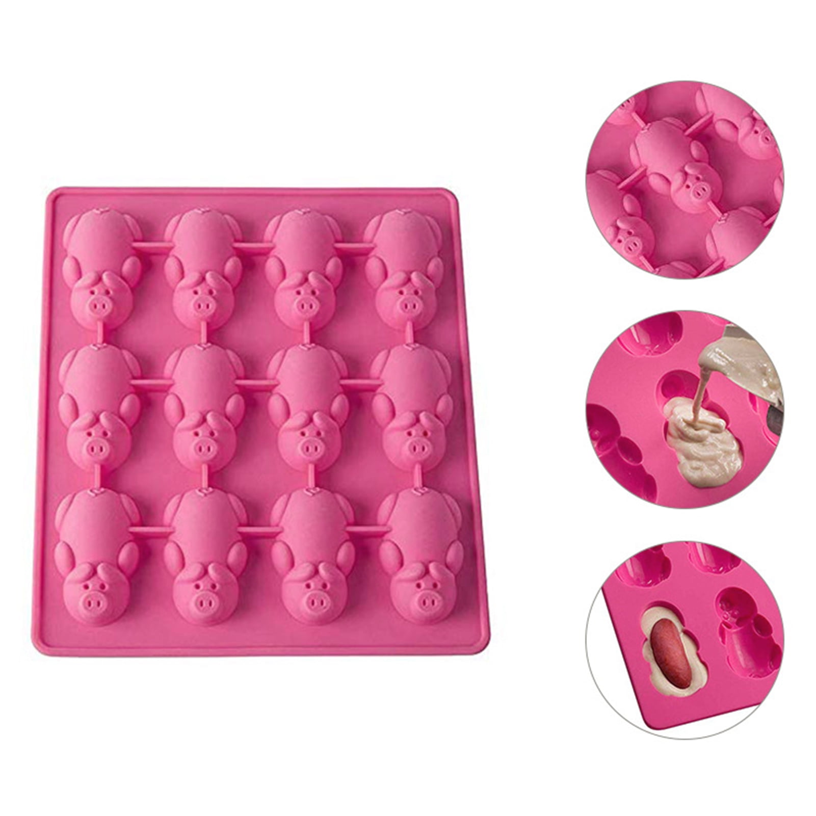 KMSS Pig Shaped Mold Silicone Baking Mold 12--Cavities Chocolate Mold ...