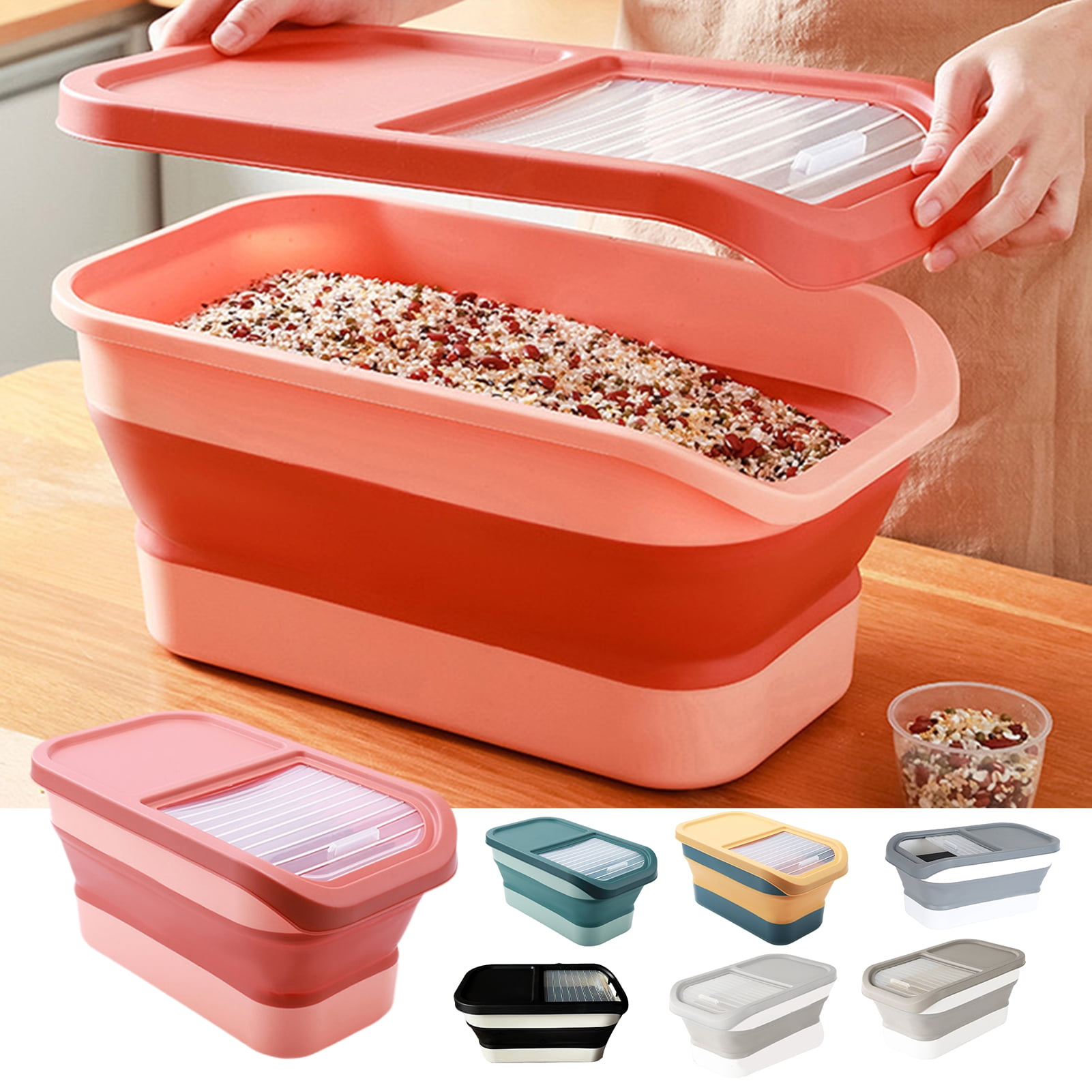 KMSS Rice Storage Bin Cereal Containers Collapsible Rice Container ...