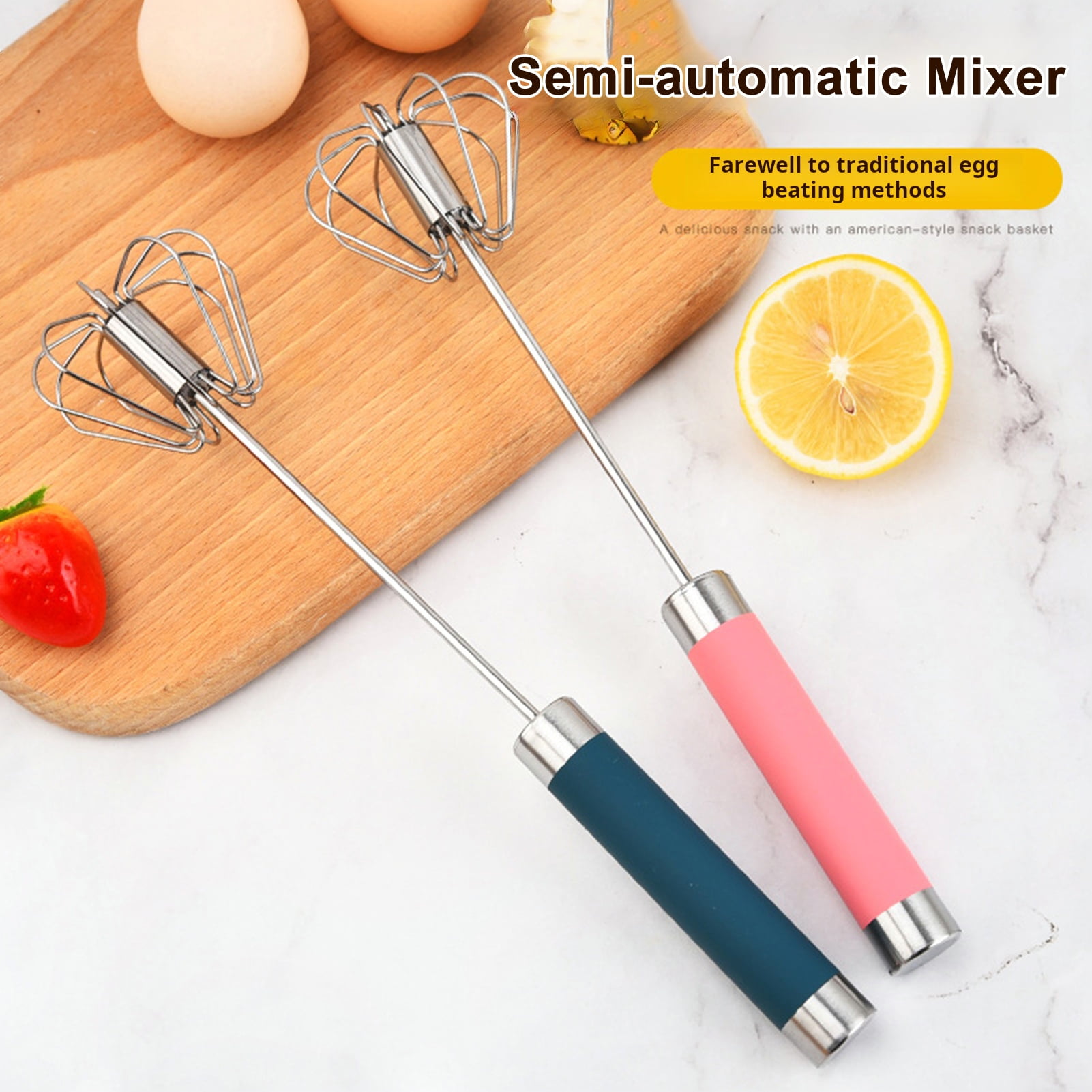 KMSS Semi-Automatic Whisk Stainless Steel Egg Beater Blender Hand Push ...