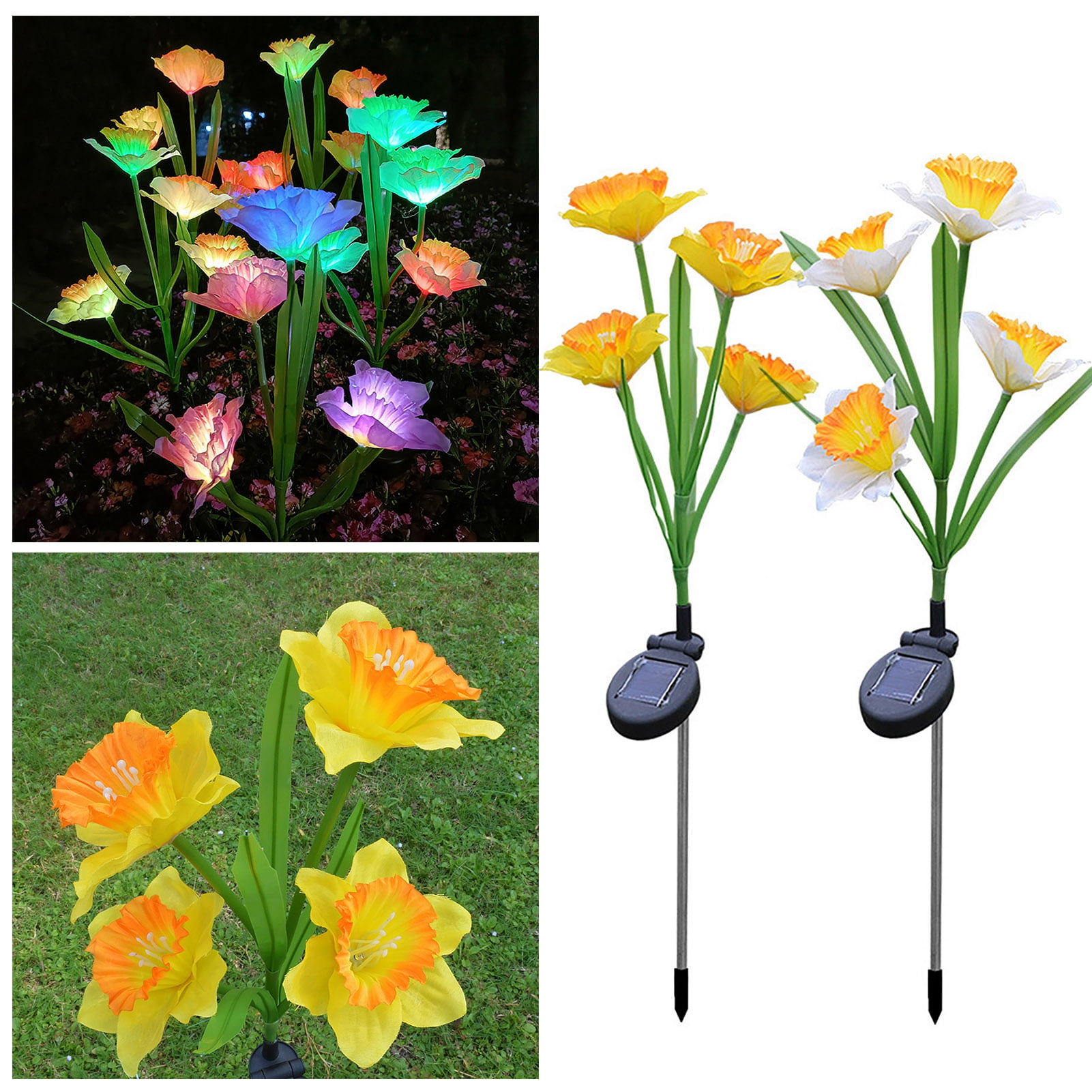 KMSS Solar Garden Lights 2Pcs Solar Flowers Lights with Glowing Flowers ...