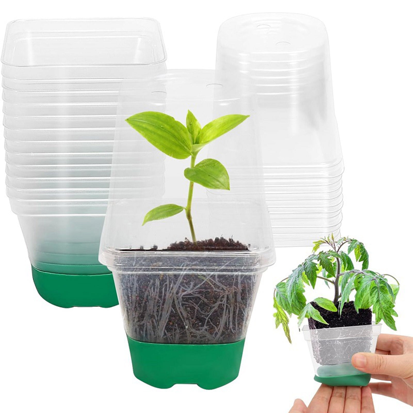 KMSS Square Nursery Pots Seedling Starter Trays with Silicone Base and ...