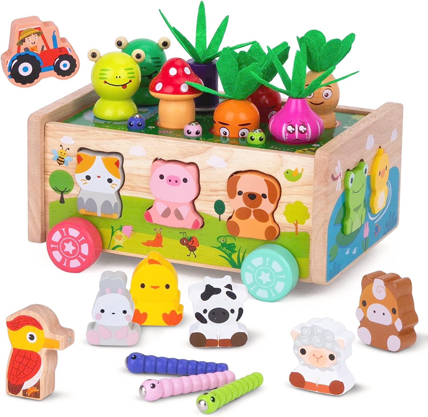 KMTJT Montessori Wooden Toys (1-3 Years), Shape Sorting, Animal Farm ...