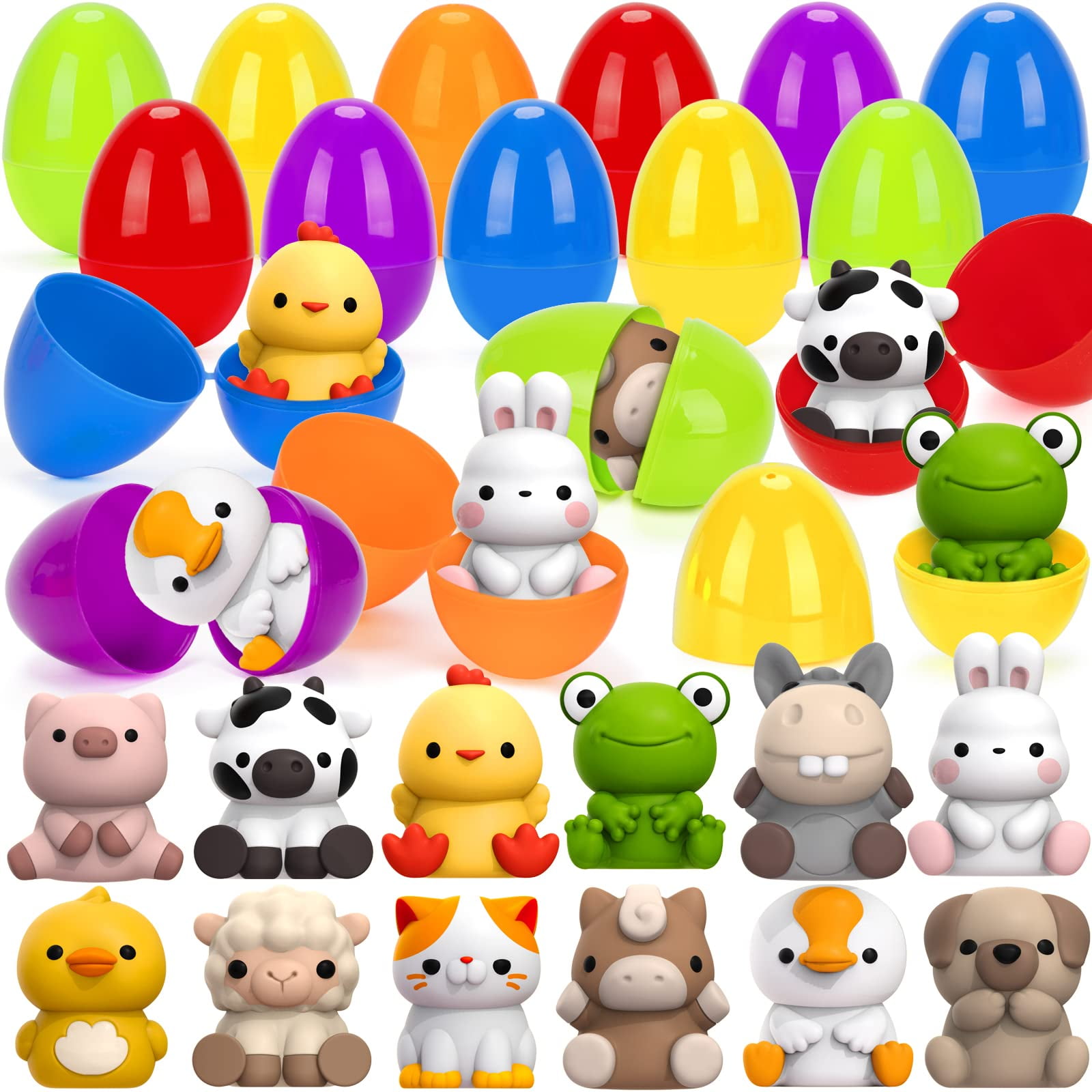 KMUYSL Prefilled Easter Eggs with Toys for Easter Eggs Hunt, Plastic ...