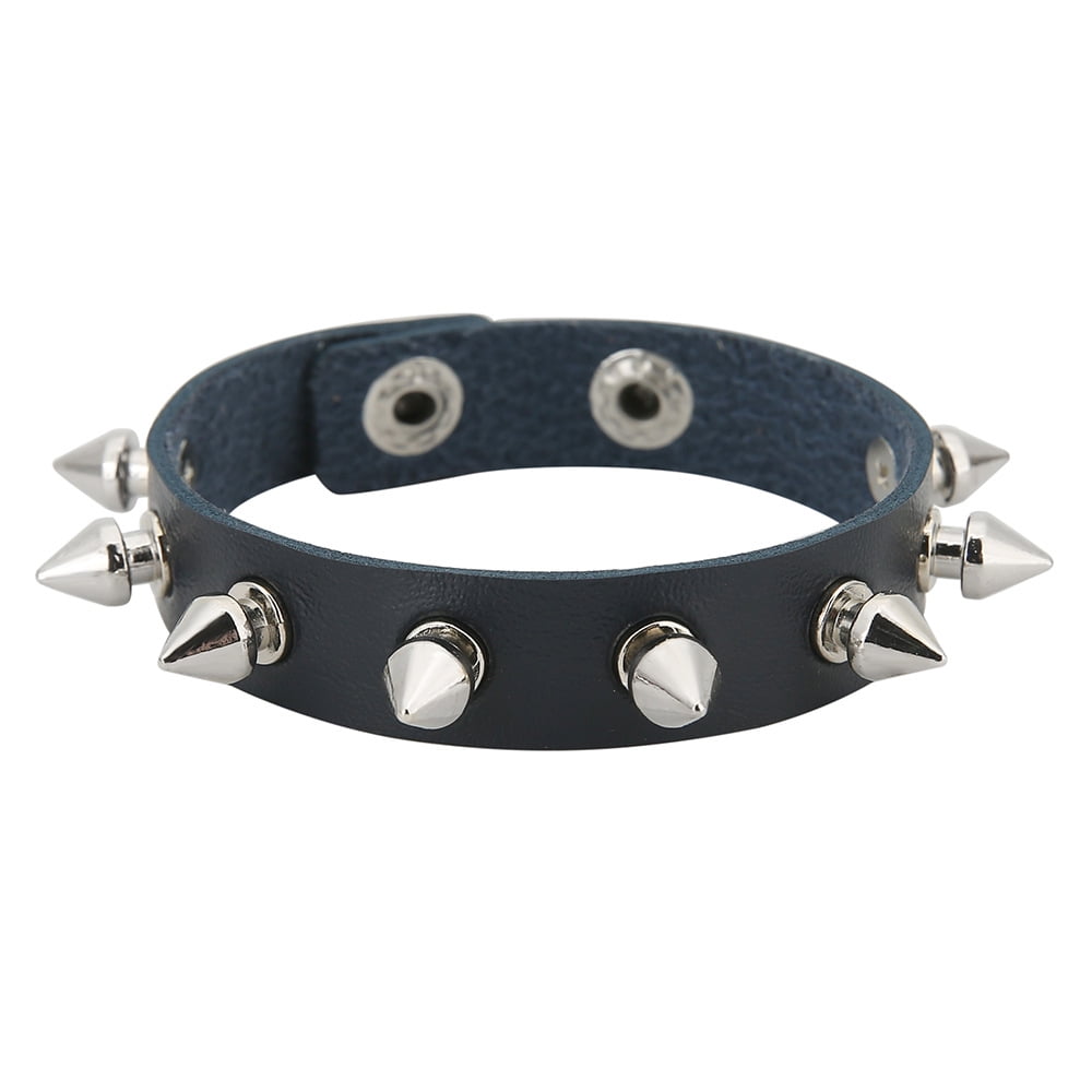 KMVEXO Black Goth Bracelets For Women Punk Boho Emo Spike Rivets PU ...
