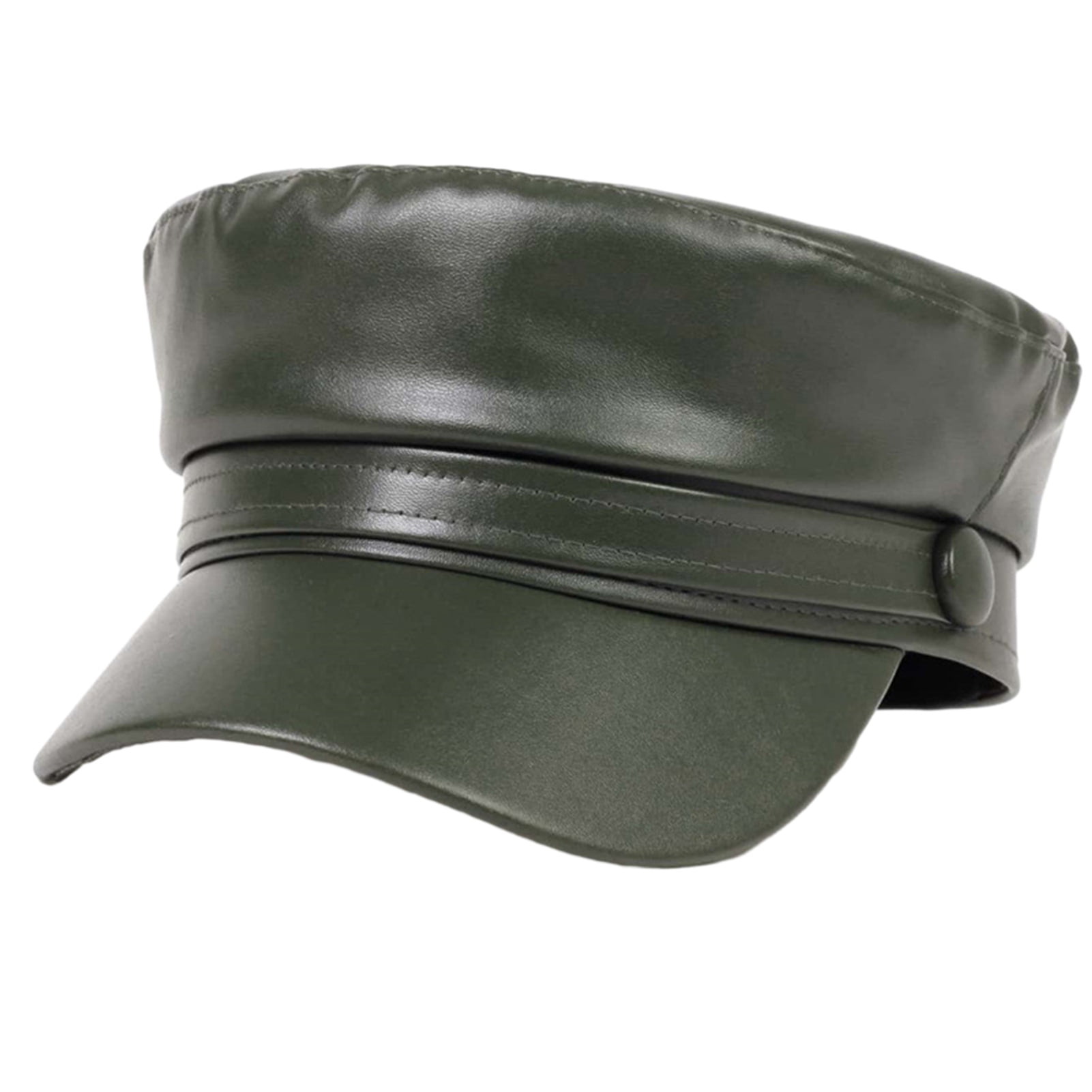 KMYY 2 Pcs Women Extended Brim Beret Hat Flat Dome Faux Leather Newsboy ...
