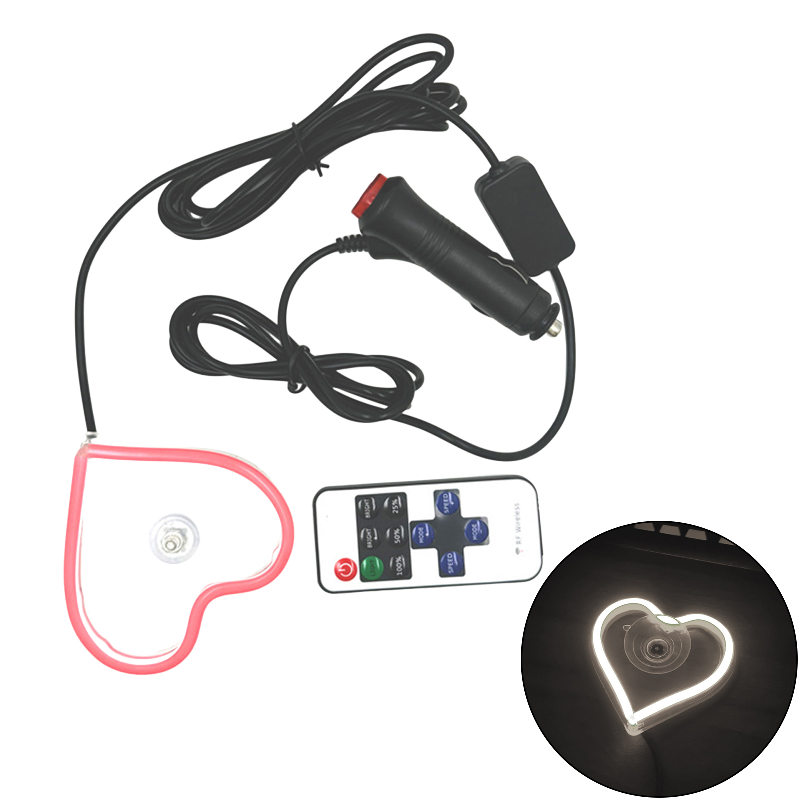 KMYY Heart-Shaped LED Neon Light Strobe Flash Modes Super Bright Simple ...