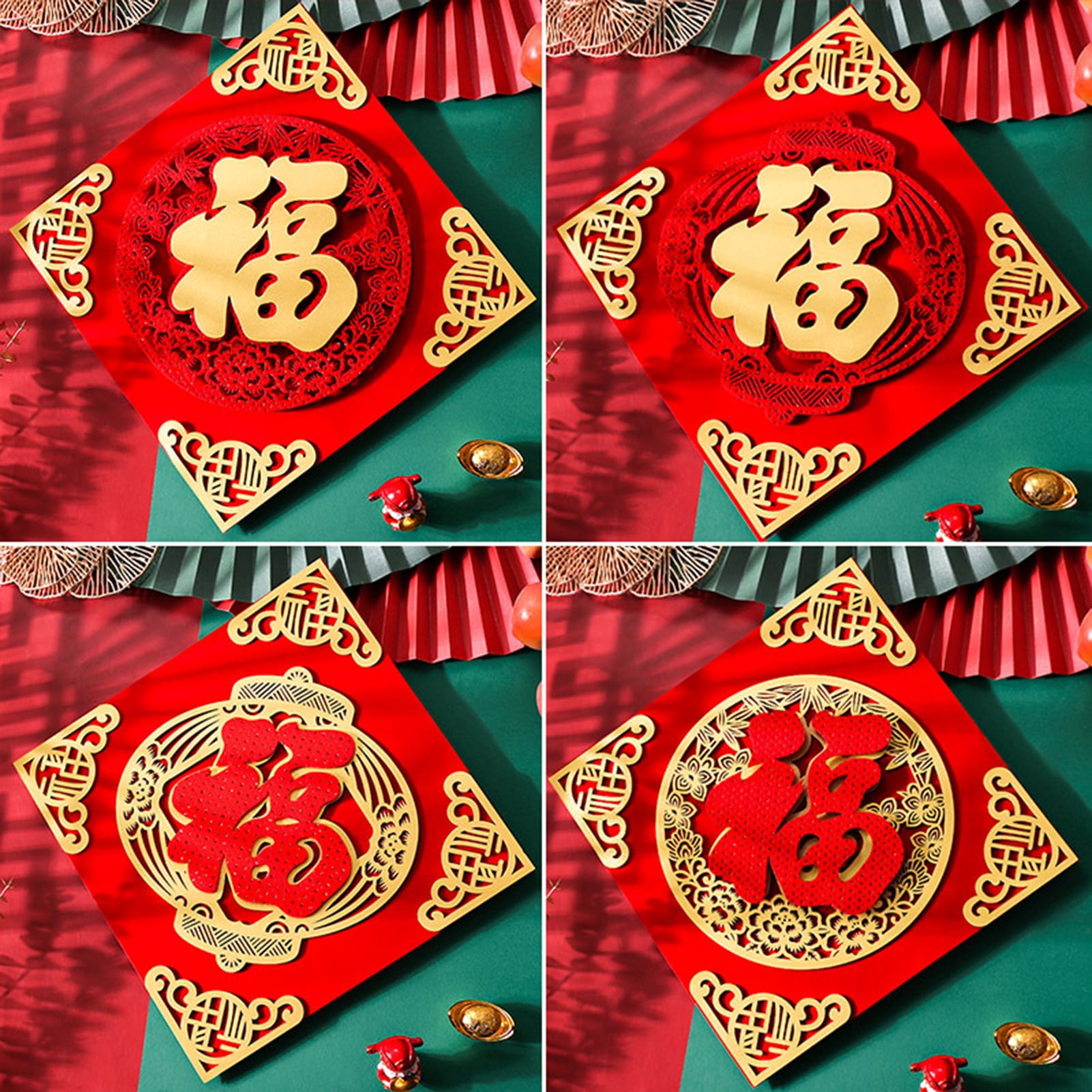 KMYY New Year Sticker Self-adhesive Chinese FU Word Sticker Multilayer ...