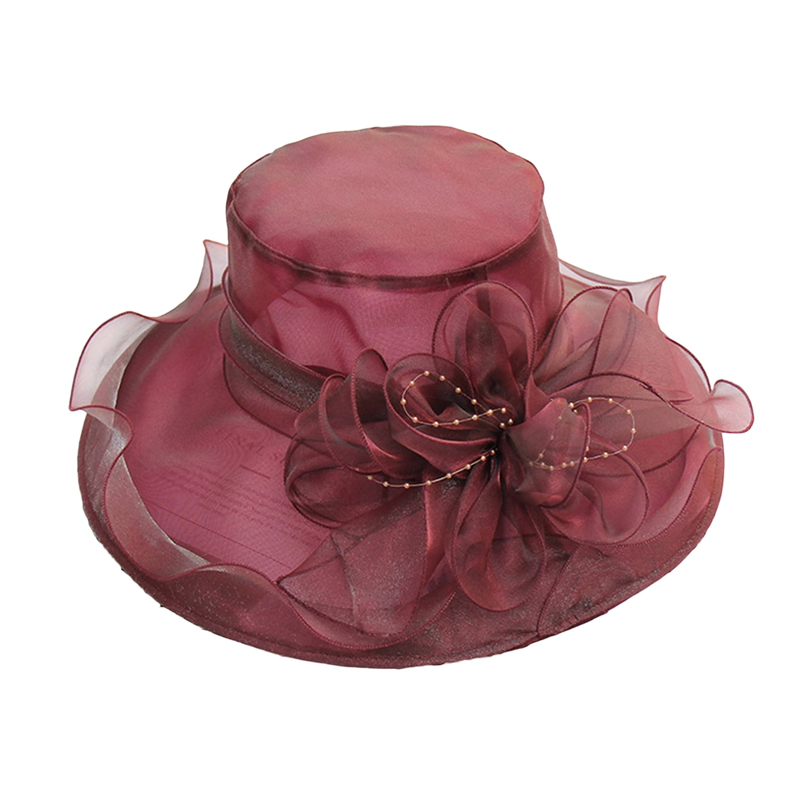 KMYY Sun Hat Mesh Firm Stitching Flower Decor Wide Brim Medieval Beach ...