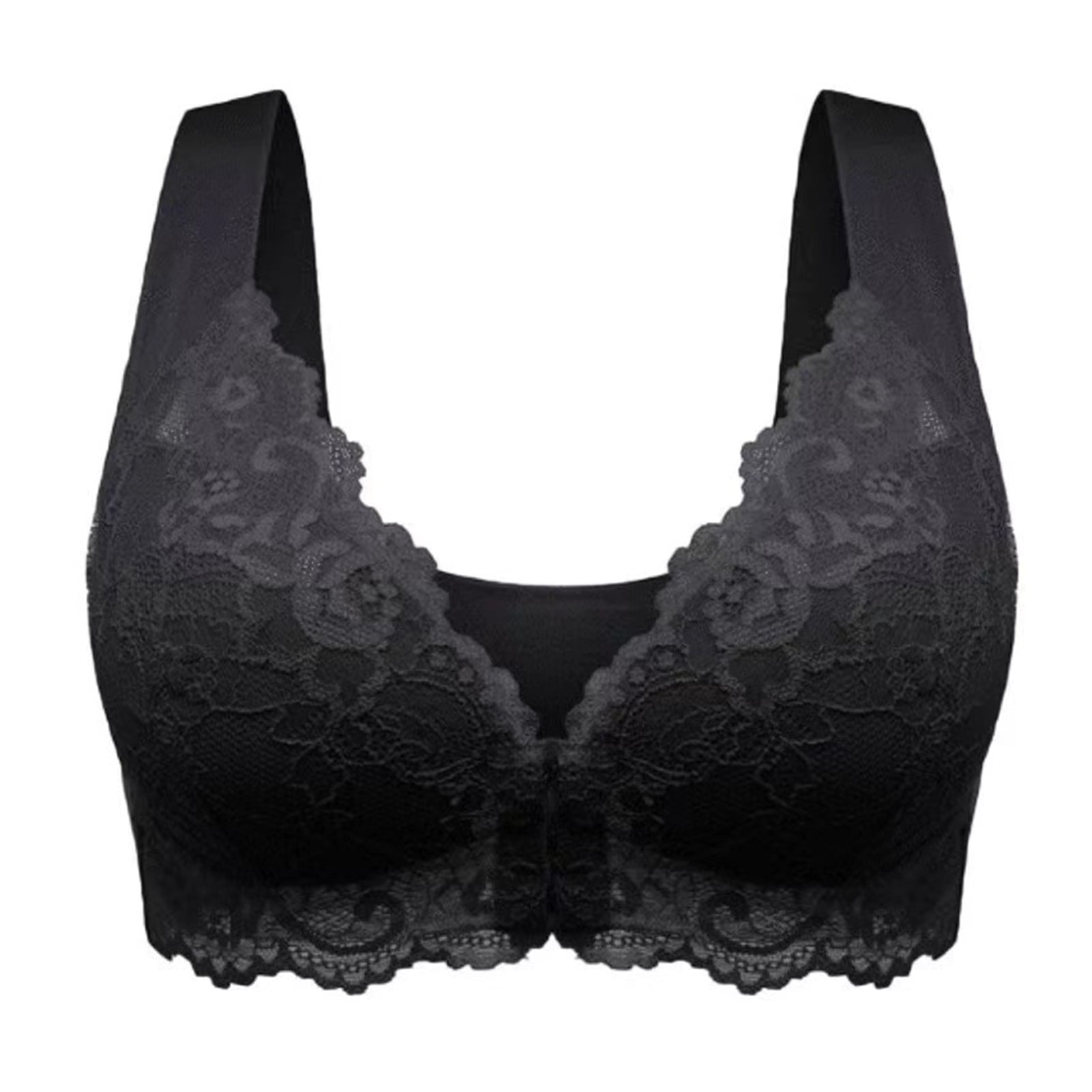 KMYY Women Bra Lace Front Closure Floral Embroidery Full Support ...