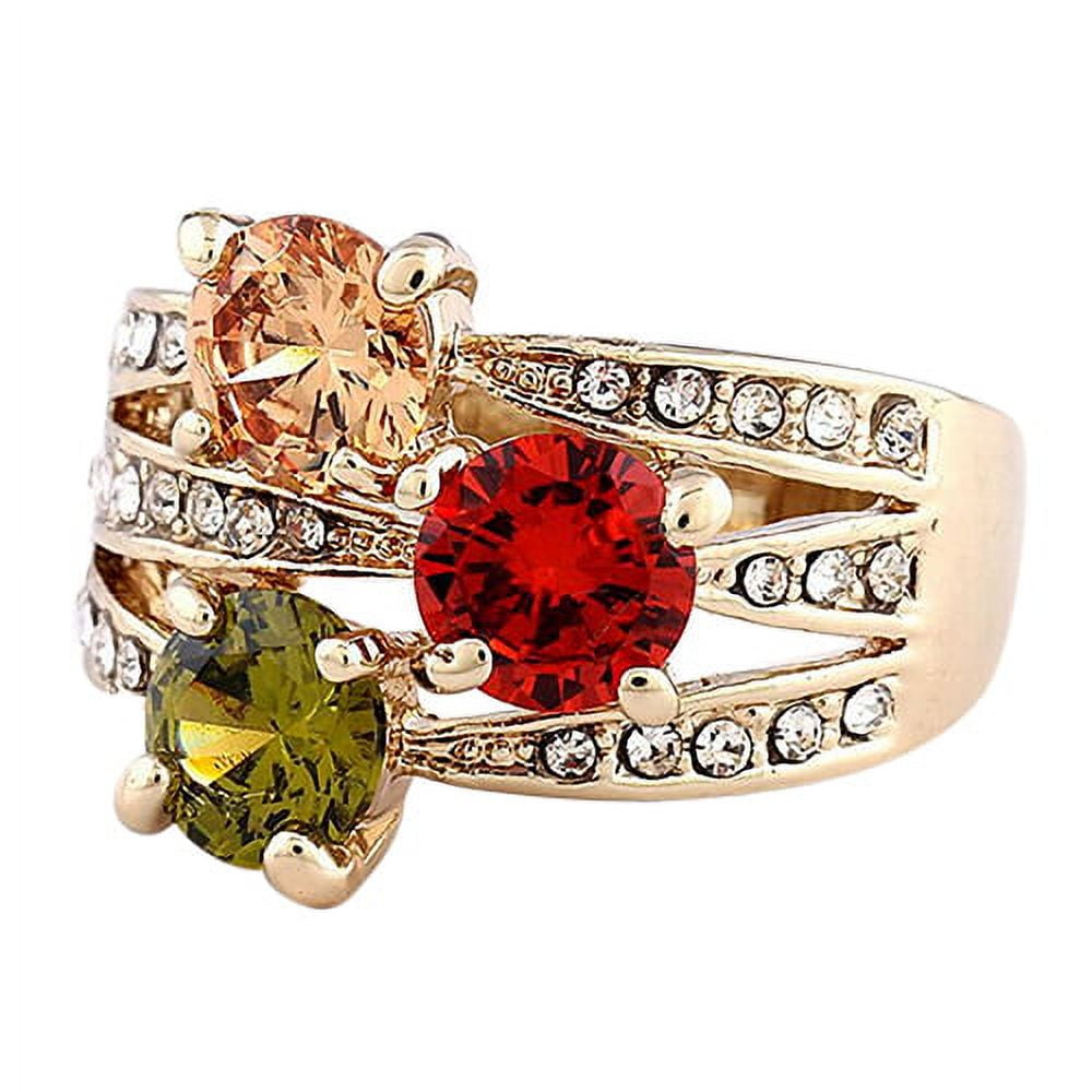 KMYY Women Luxury Cubic Zirconia Crystal 9K Gold Plated Ring Cocktail ...