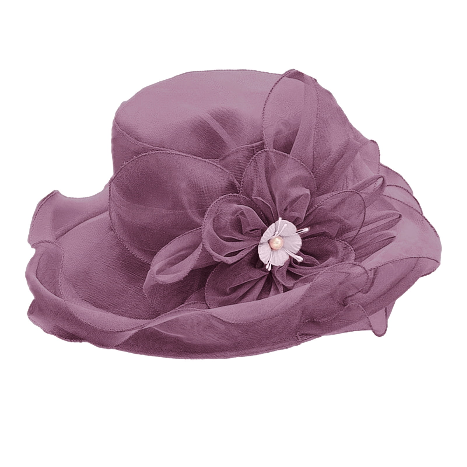 KMYY Women Top Hat Elegant Organza Flower Hat Wide Brim Outdoor Beach ...