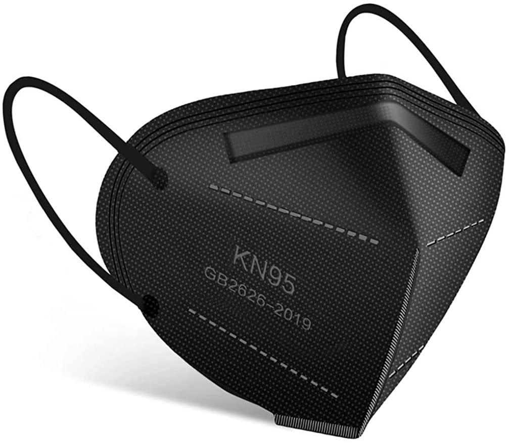 emercate KN95 Protective Face Masks, 5 Layer Filtration, Black, Pack of ...