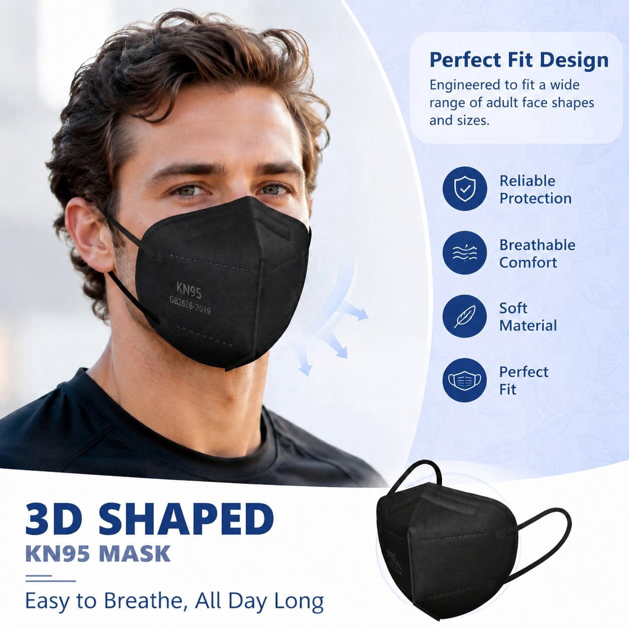 KN95 Face Mask 50 Pack, 5-Layers Breathable Disposable KN95 Masks ...