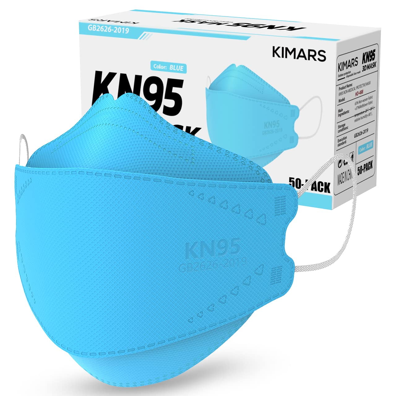 KN95 Face Masks 50 Pack, Breathable Comfortable and Disposable KN95 ...