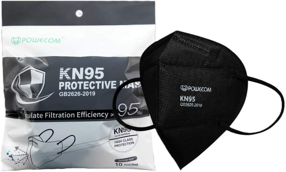 KN95 Respirator Face Masks (10 Pack) | Black | Earloop Style - Walmart.com