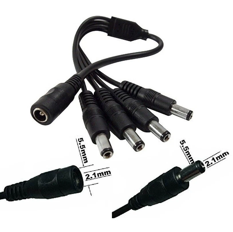 KNACK- 1-To-4 Dc Power Splitter Cable With 5.5X2.1Mm Plugs For Cctv ...