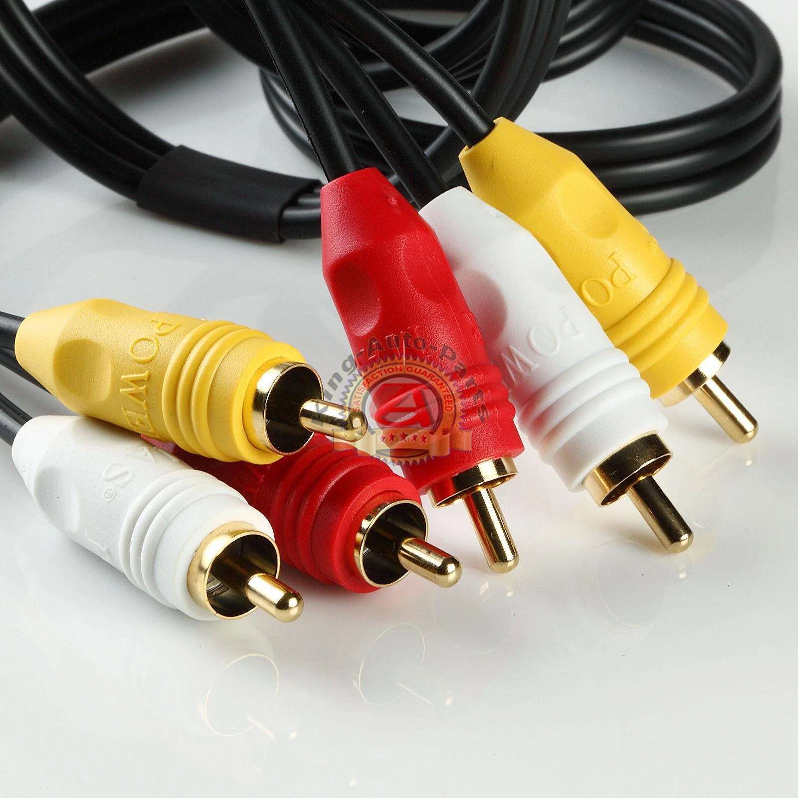 KNACK- 3Ft 3Rca Rgb Gold Plated Male Cable Colored Component Video ...