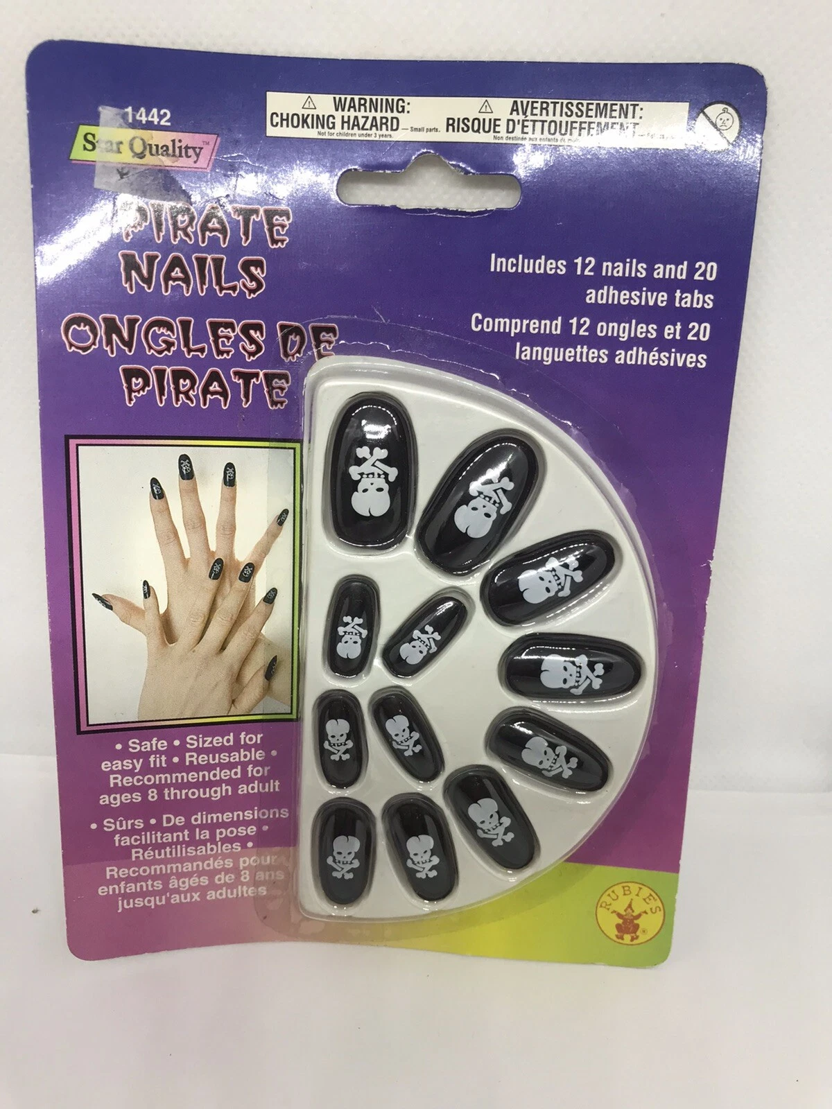 KNACK- Pirate Skull And Crossbones Finger Nails With Adhesive Tabs ...