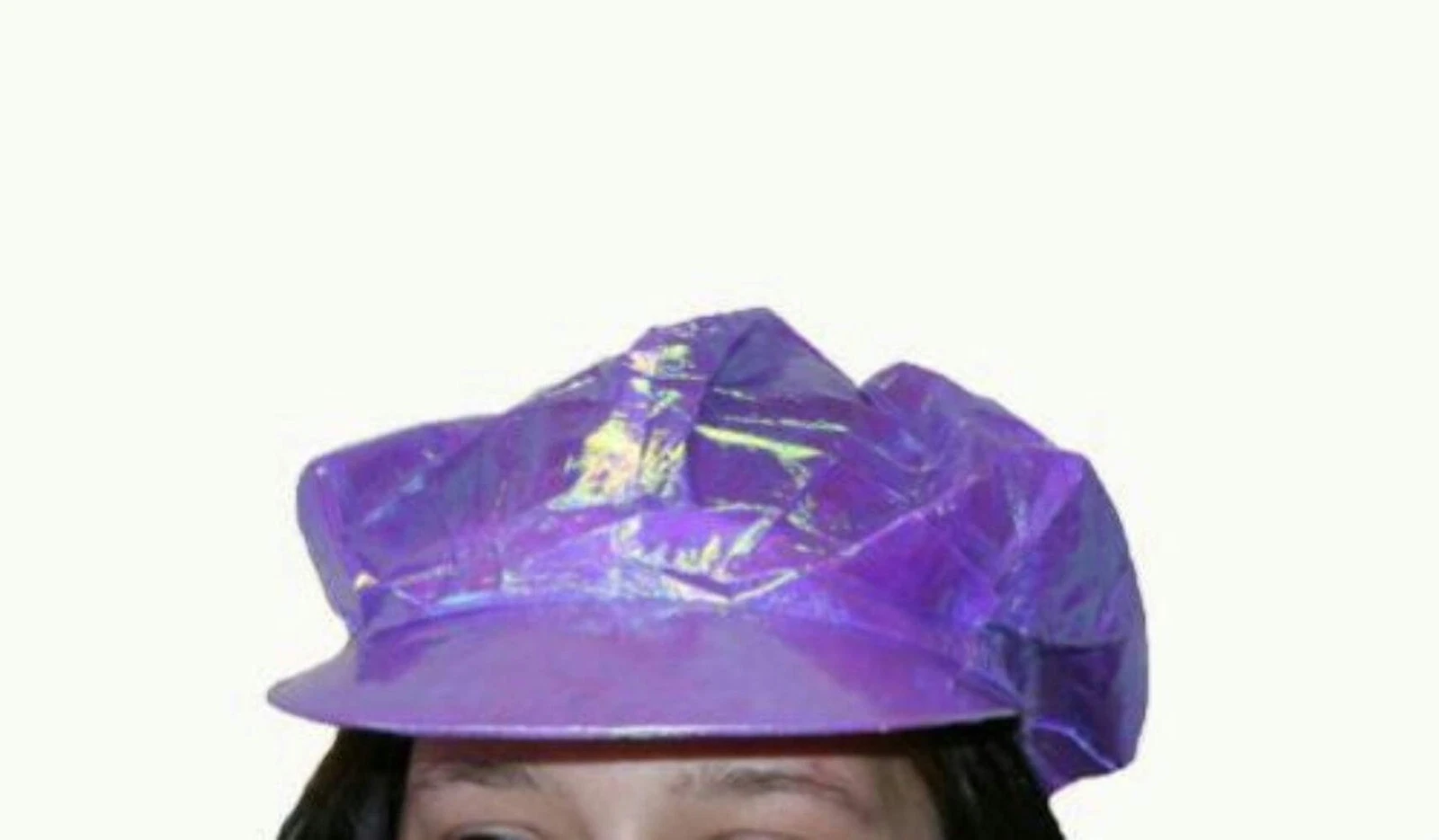 KNACK- Purple Shiny Iridescent Vinyl Go Go Girl 60S 70S Cap Costume Hat ...