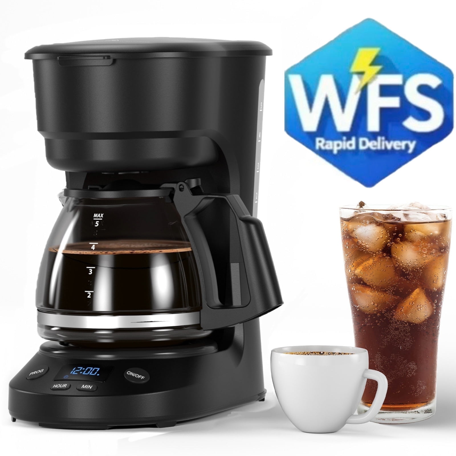 KNDKO 5-Cup Coffee Maker, 700W Quick-Heating Coffee Machine with 2 ...