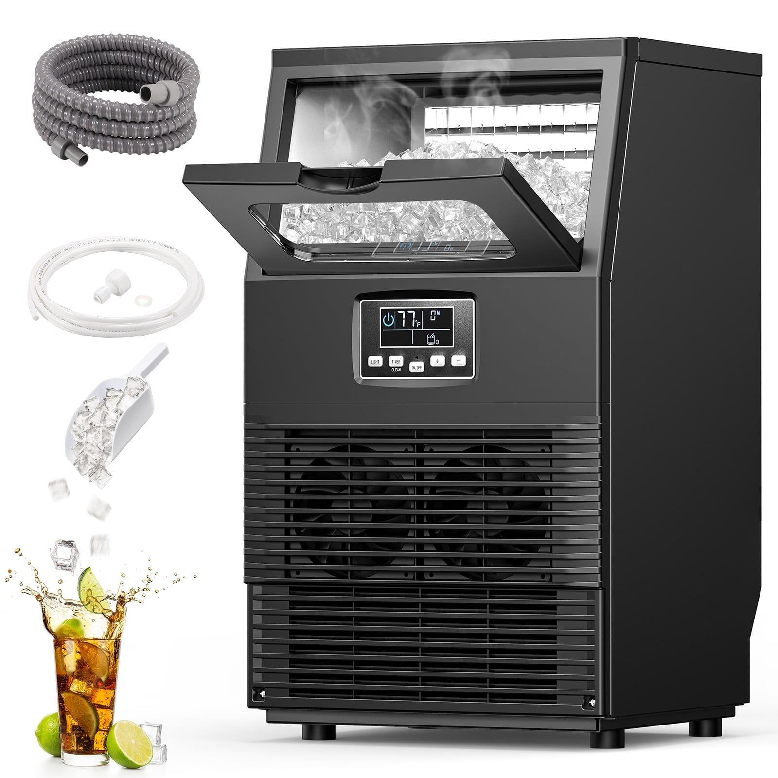 KNDKO 66Lbs/24H Commercial Ice Maker Machine With 22Lbs Ice Storage ...