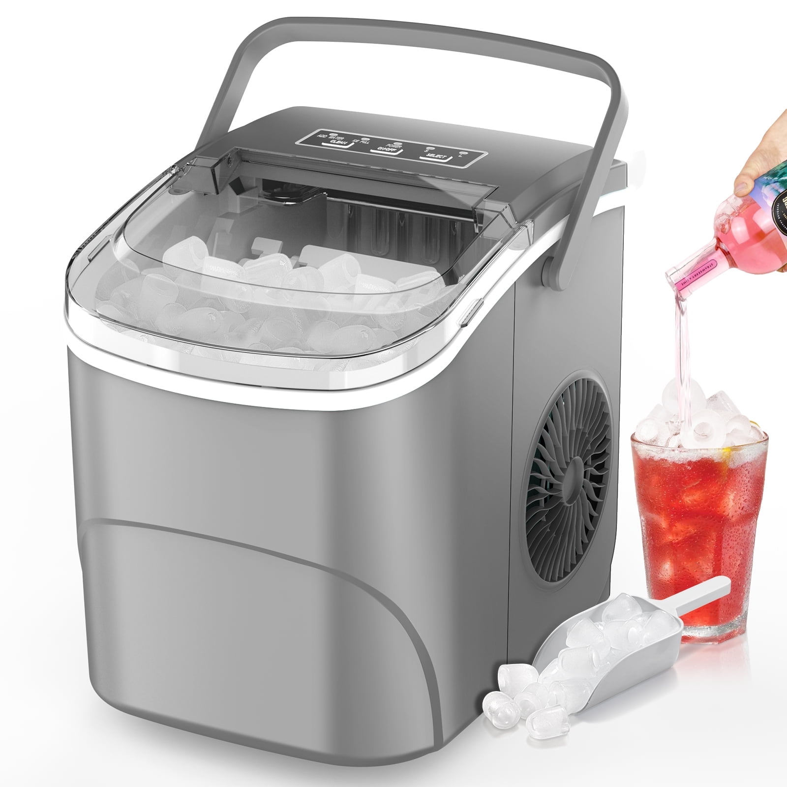 KNDKO Countertop Ice Maker, Portable Ice Machine with Self-Cleaning ...