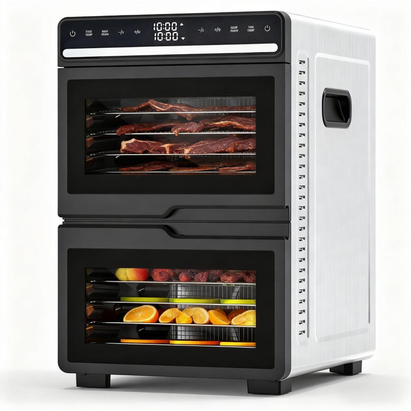 KNDKO Dual-Zone Food Dehydrator with 12 Stainless Steel Trays, 1100W ...
